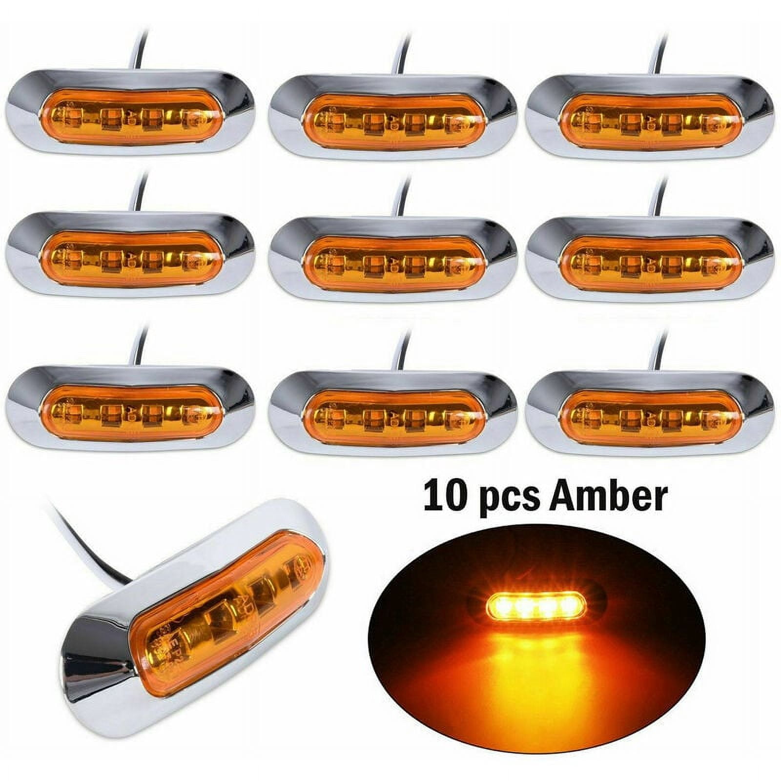 Side Marker Indicator Lights, Submersible Waterproof, Chrome Bezel ...