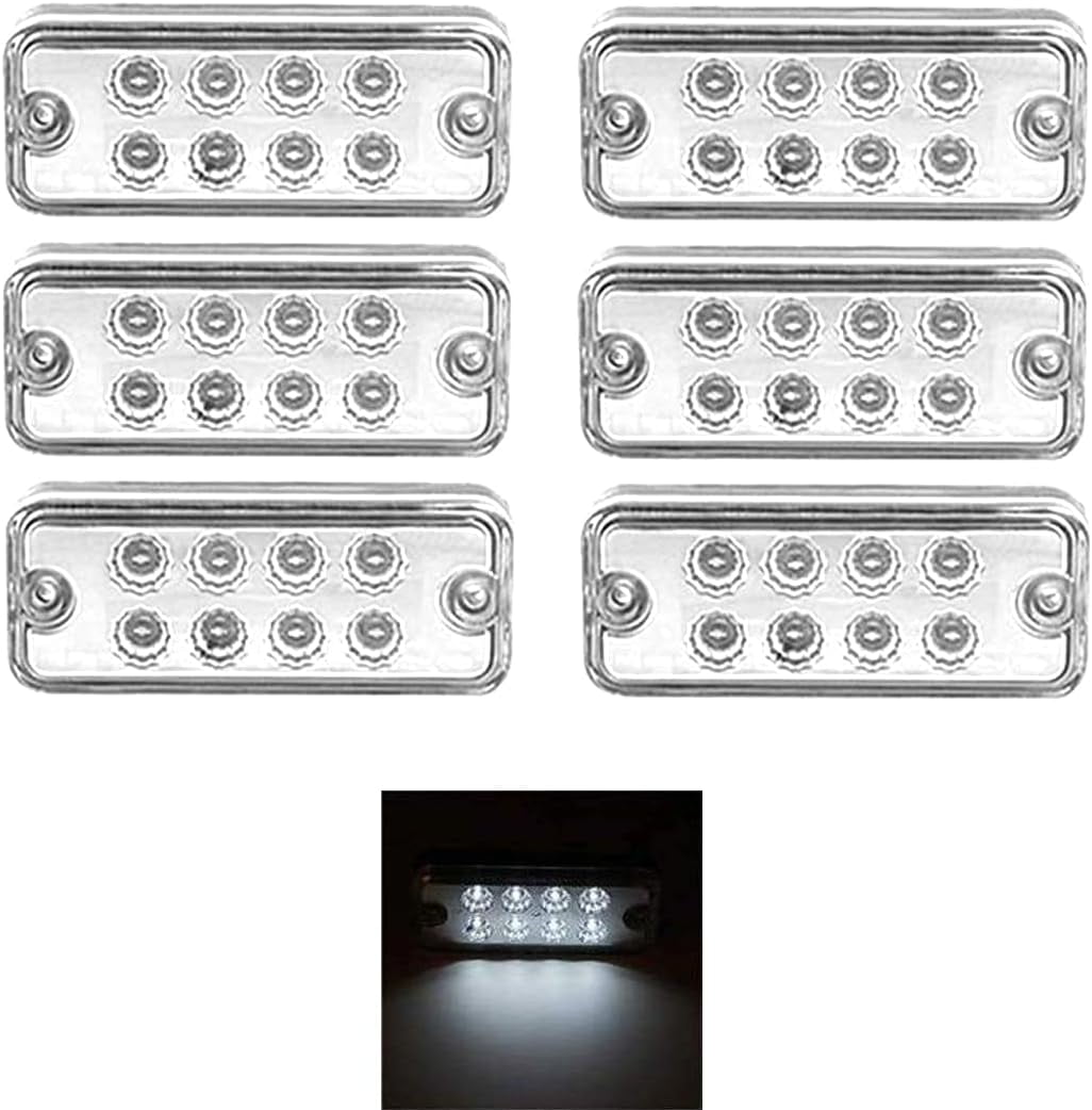 Side Marker Lights, 6 pcs 12V 24V 8 LED Truck Side Marker Indicators ...