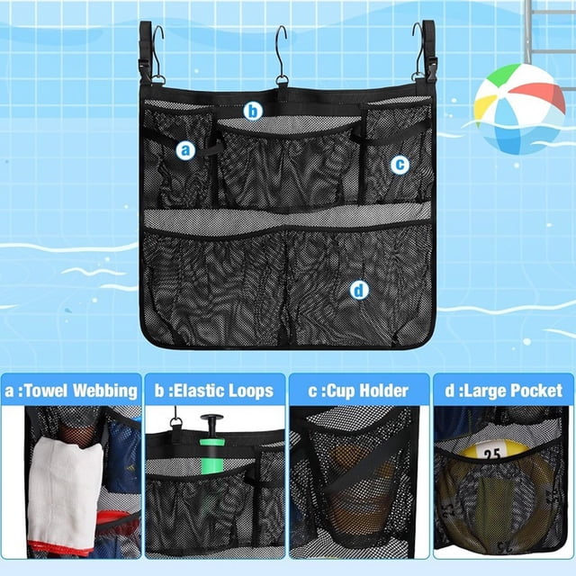 Side Mesh Holder By The Swim Pool Storage Net For Float Toy With 3 ...