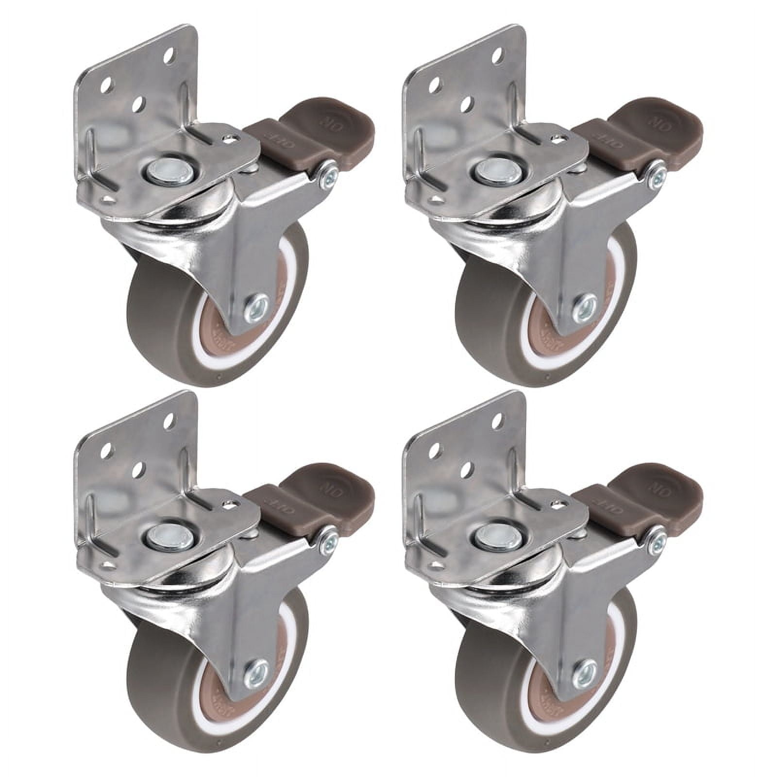 Side Mount Casters, 2 Inch Furniture Wheels, LShaped Rubber Casters Set ...