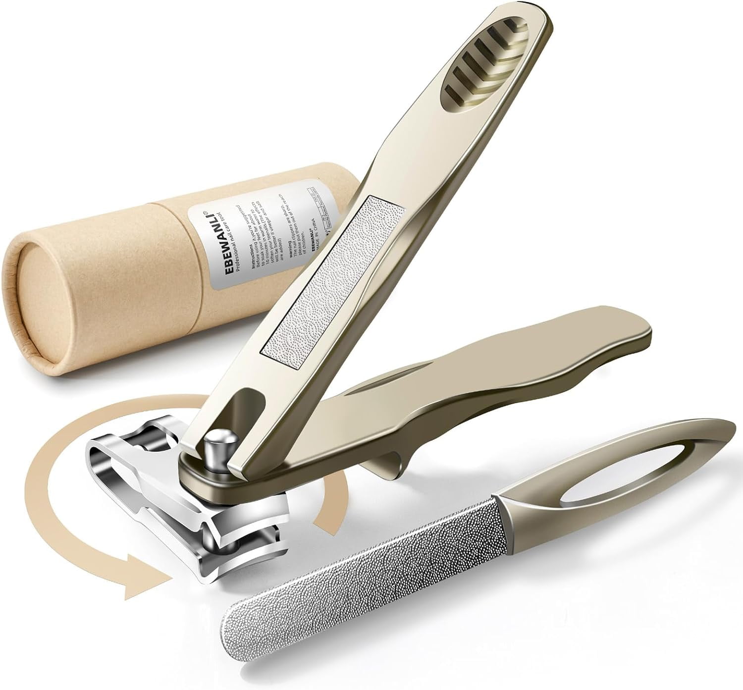 Side Nail Clippers, 360 Degree Rotary Angled Fingernail Clipper, Long ...