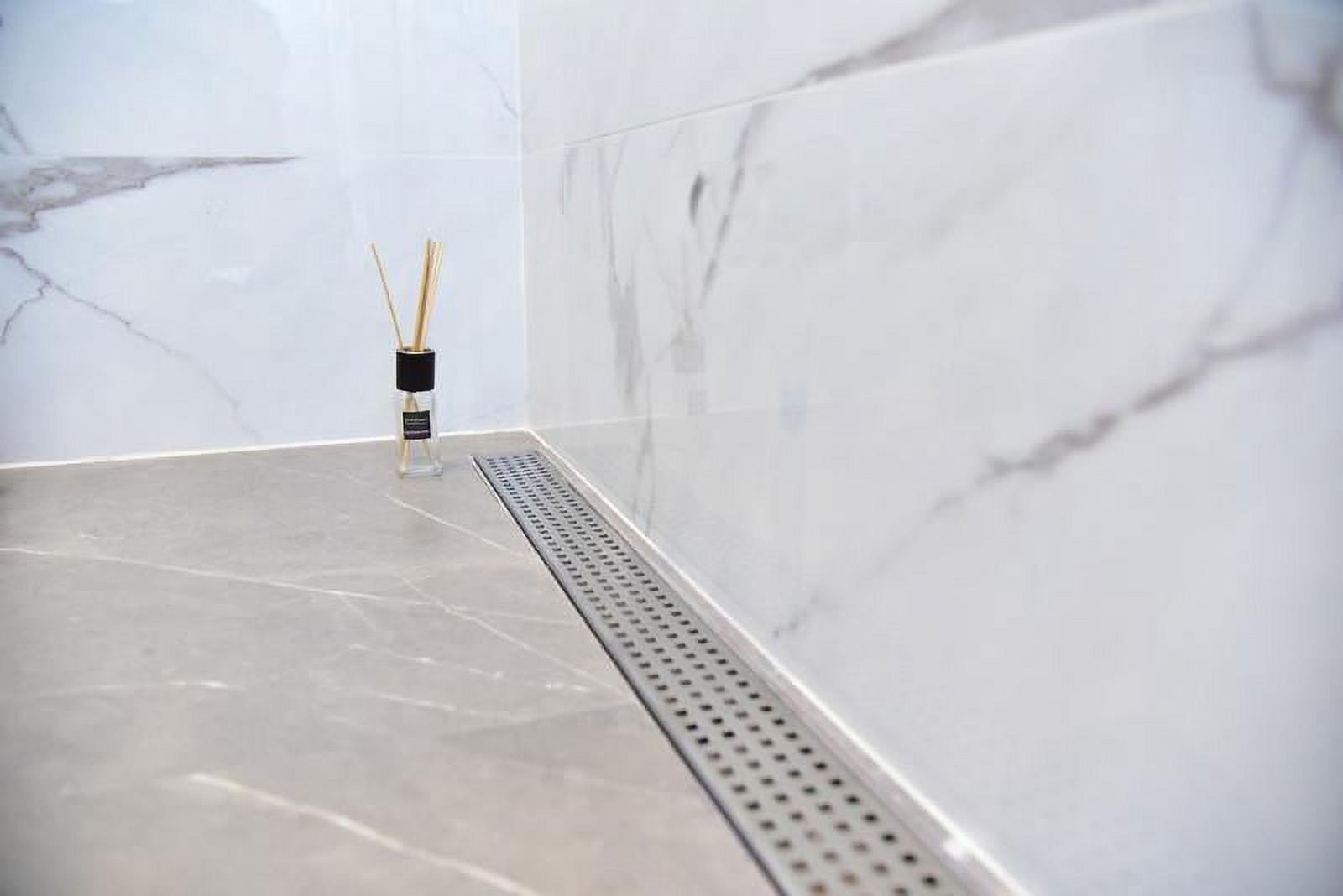 Side Outlet 48 Inch Linear Shower Drain with ABS Drain Base Flange and ...