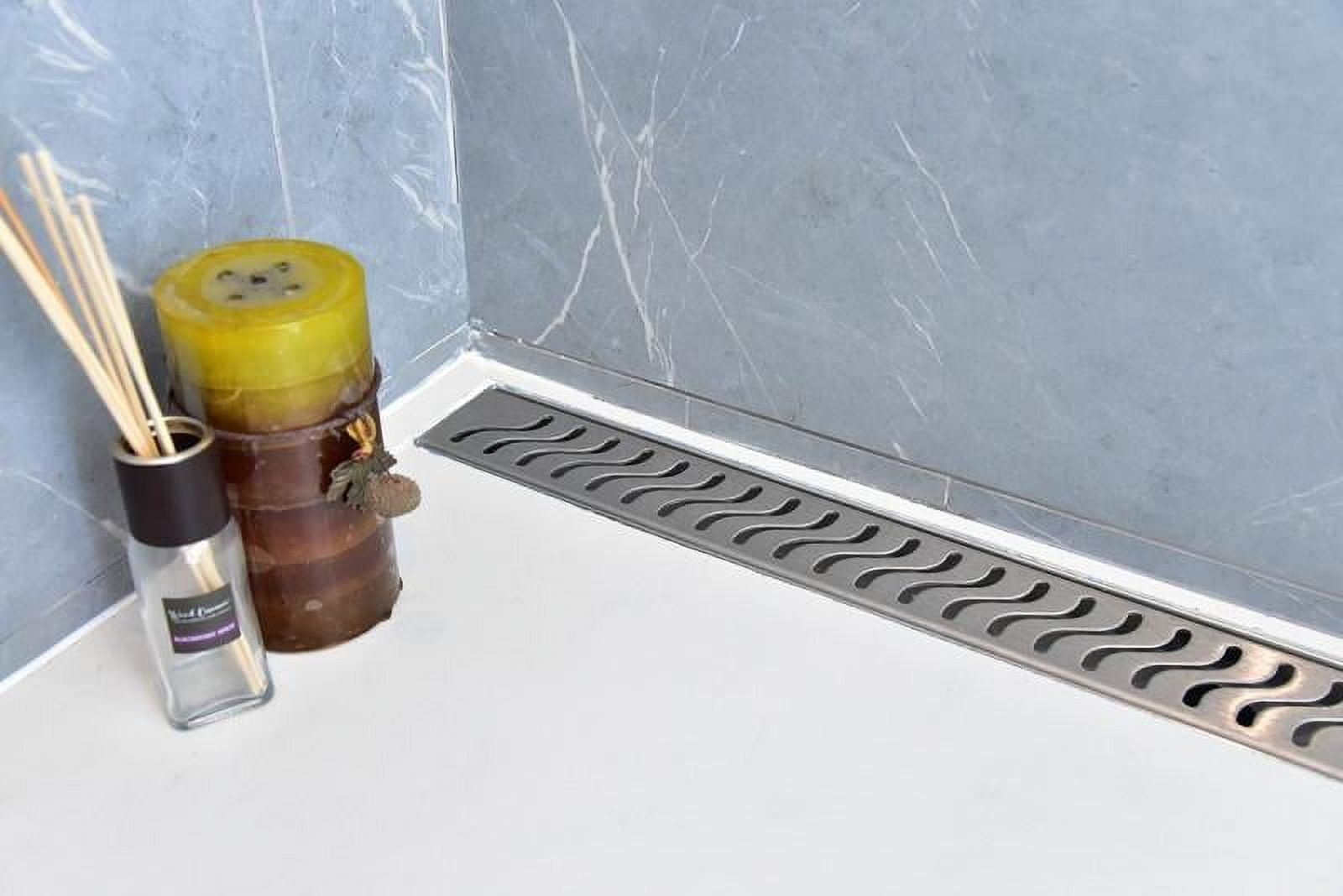 Side Outlet 48 Inch Linear Shower Drain with ABS Drain Base Flange and ...