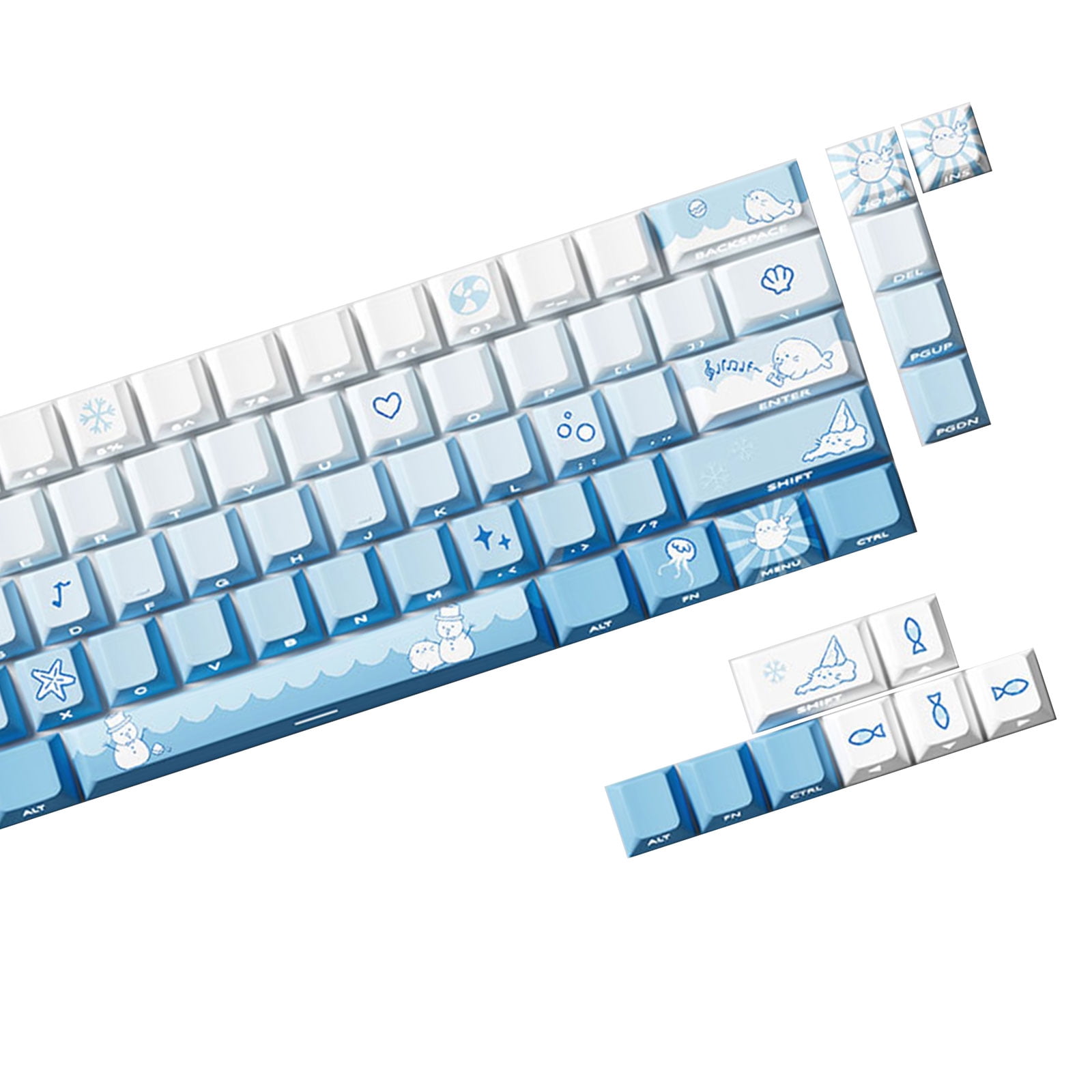 Side Printed Keycaps 74 Key Set Original Height and Translucent Snow ...