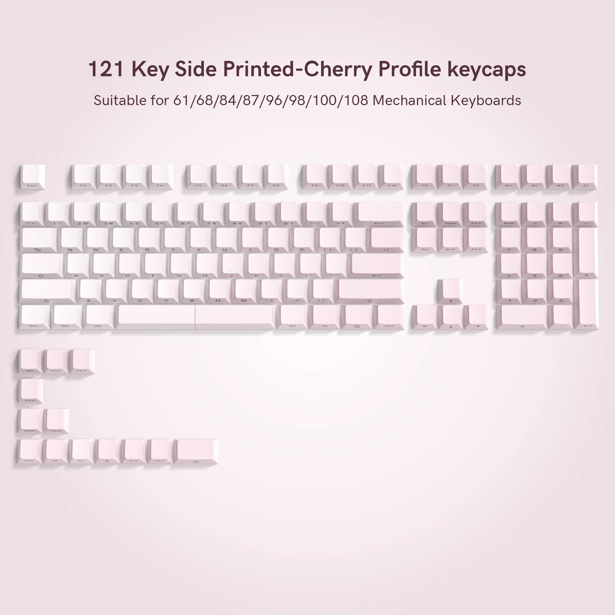 Side Printed RGB Backlit Keycaps Sakura Pink Double Shot PBT Keycaps ...