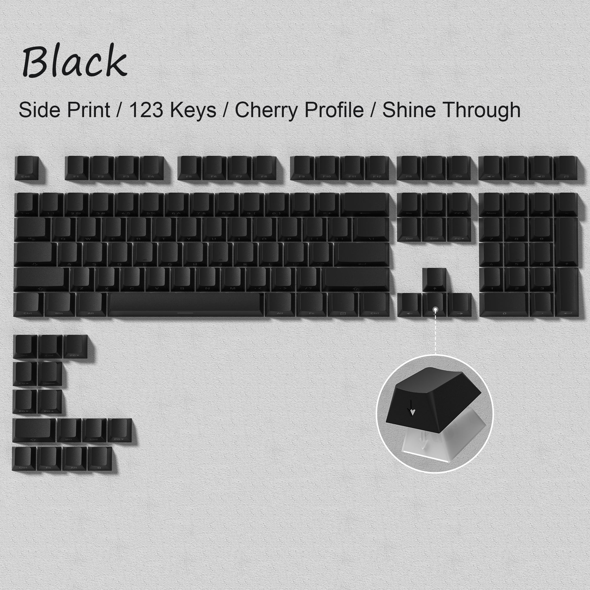 Side Printed RGB Backlit Keycaps Sea Blue Double Shot PBT Keycaps ...