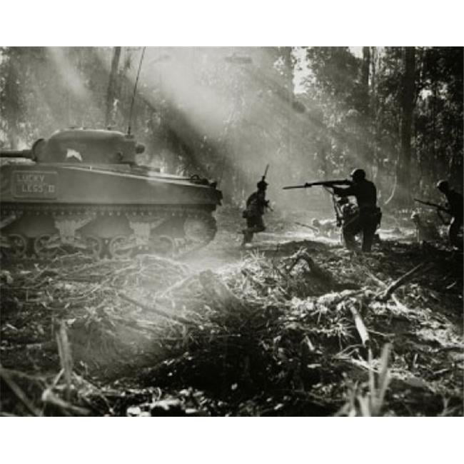 Side Profile of Army Soldiers with A Military Tank in A Forest Battle ...