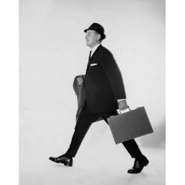 Side Profile of Businessman Carrying Briefcase & an Overcoat Poster ...