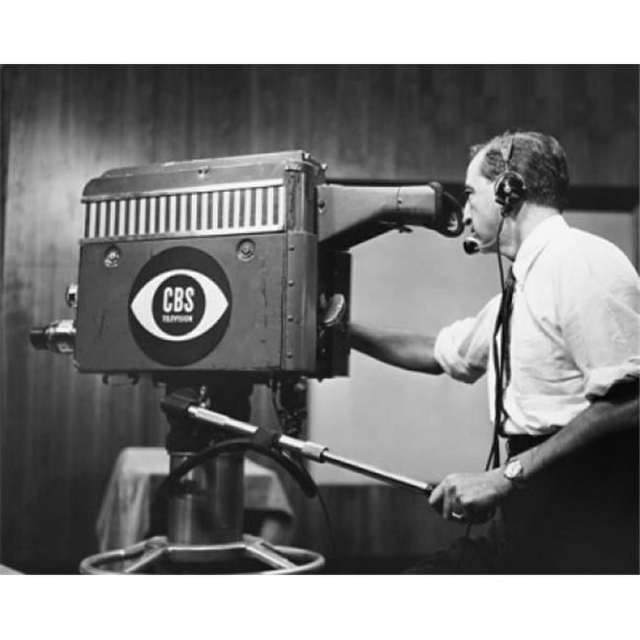 Side Profile of a Cameraman Operating a Television Camera Poster Print ...