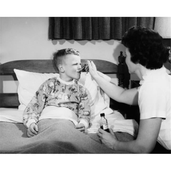 Side Profile of a Female Pediatrician Giving Medicine to a Boy Poster ...