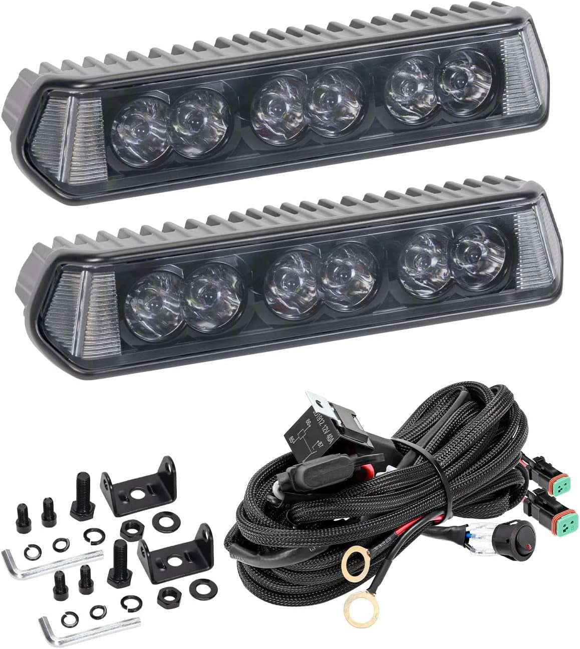Side Shooter Light Bar 2 count 7 Inch Cube Pods Wiring Harness Kit Spot ...