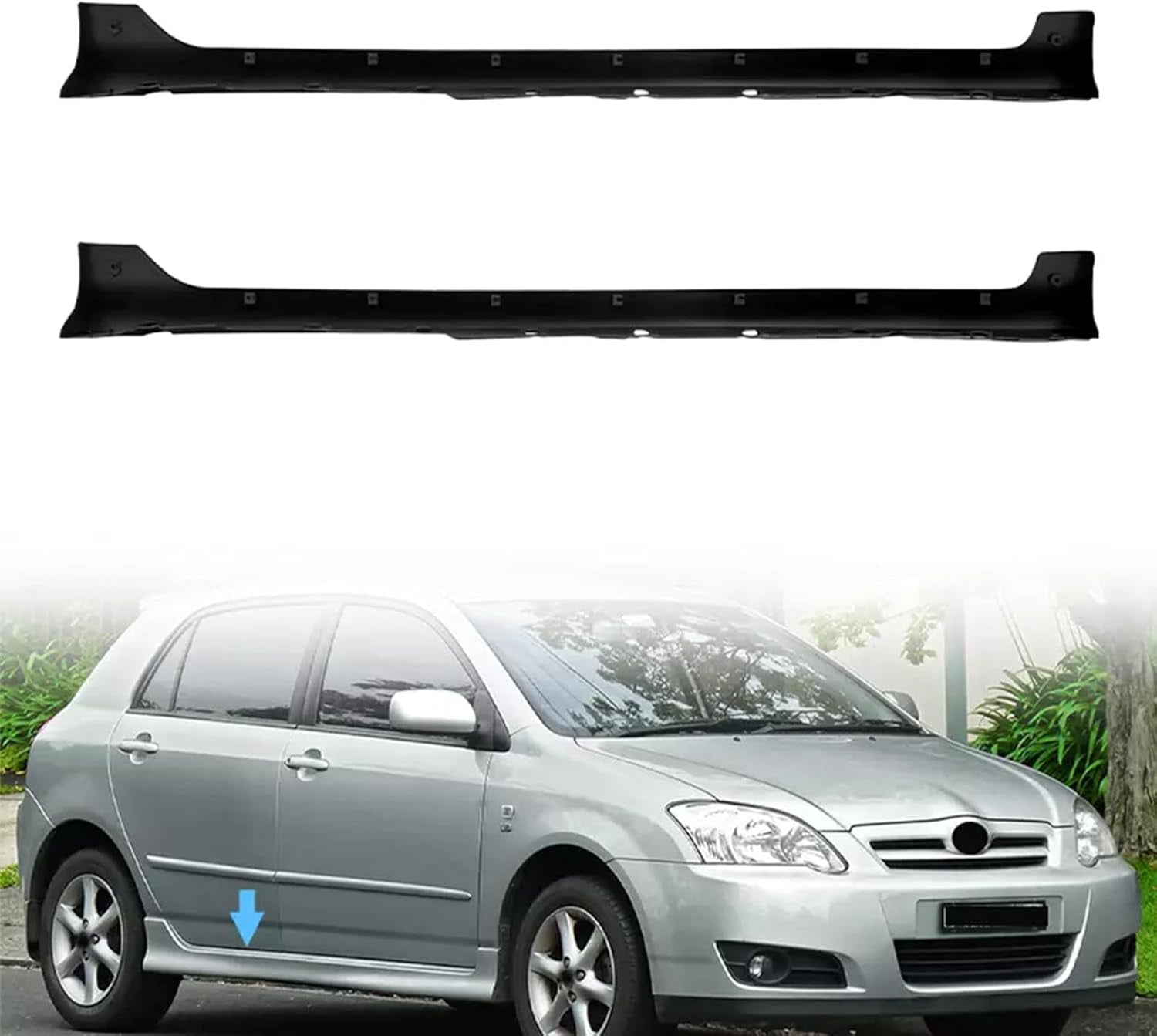 Side Skirt Rocker Panel Compatible with 2003-2008 Toyota Corolla Black ...