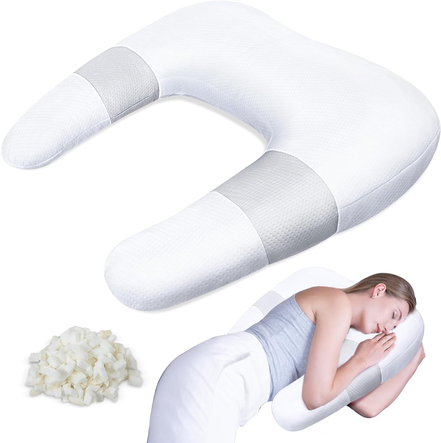 Side Sleeper Pillow for Shoulder Pain, U-Shaped Body Pillow for Adults ...
