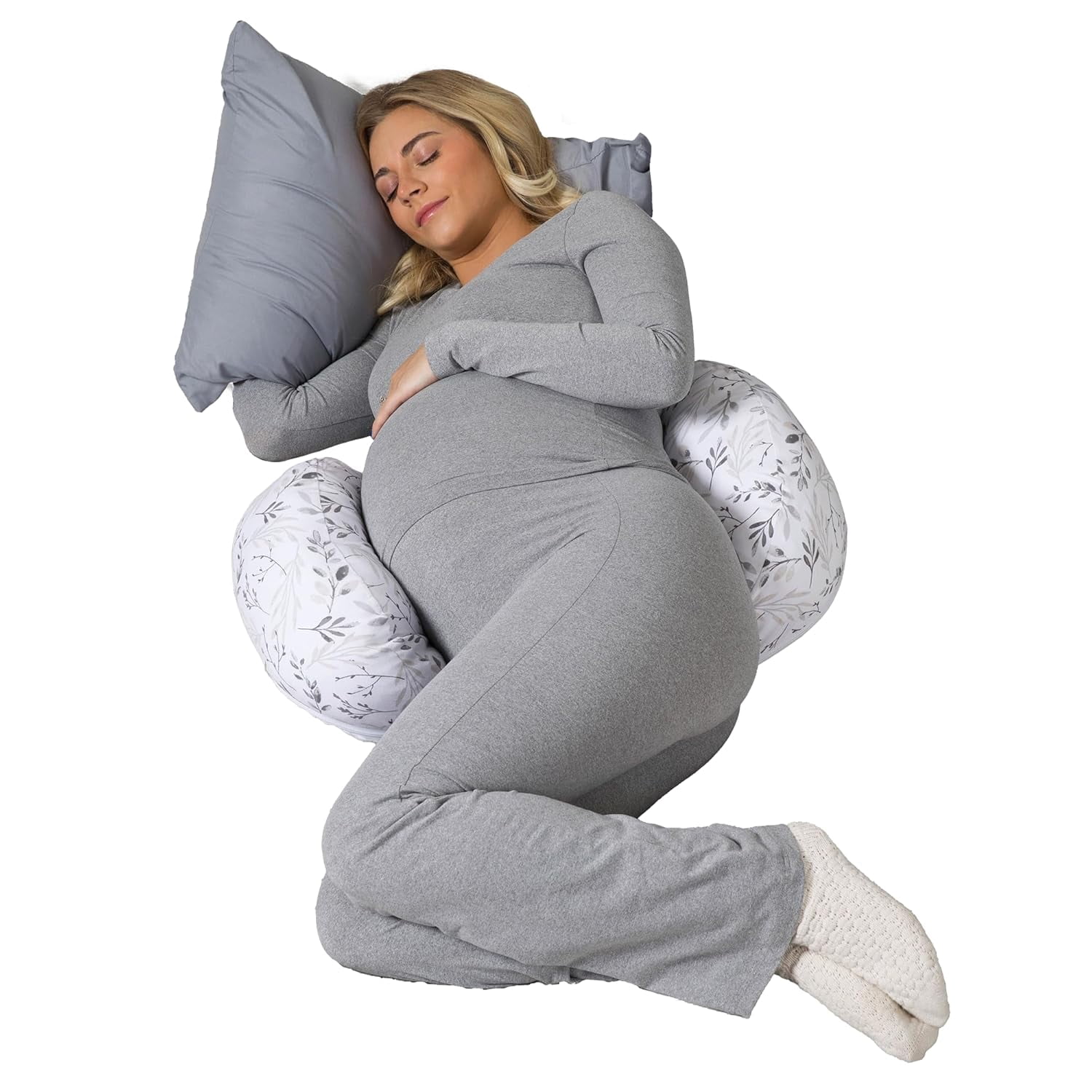 Side Sleeper Pregnancy Pillow, Gray Falling Leaves, Portable ...
