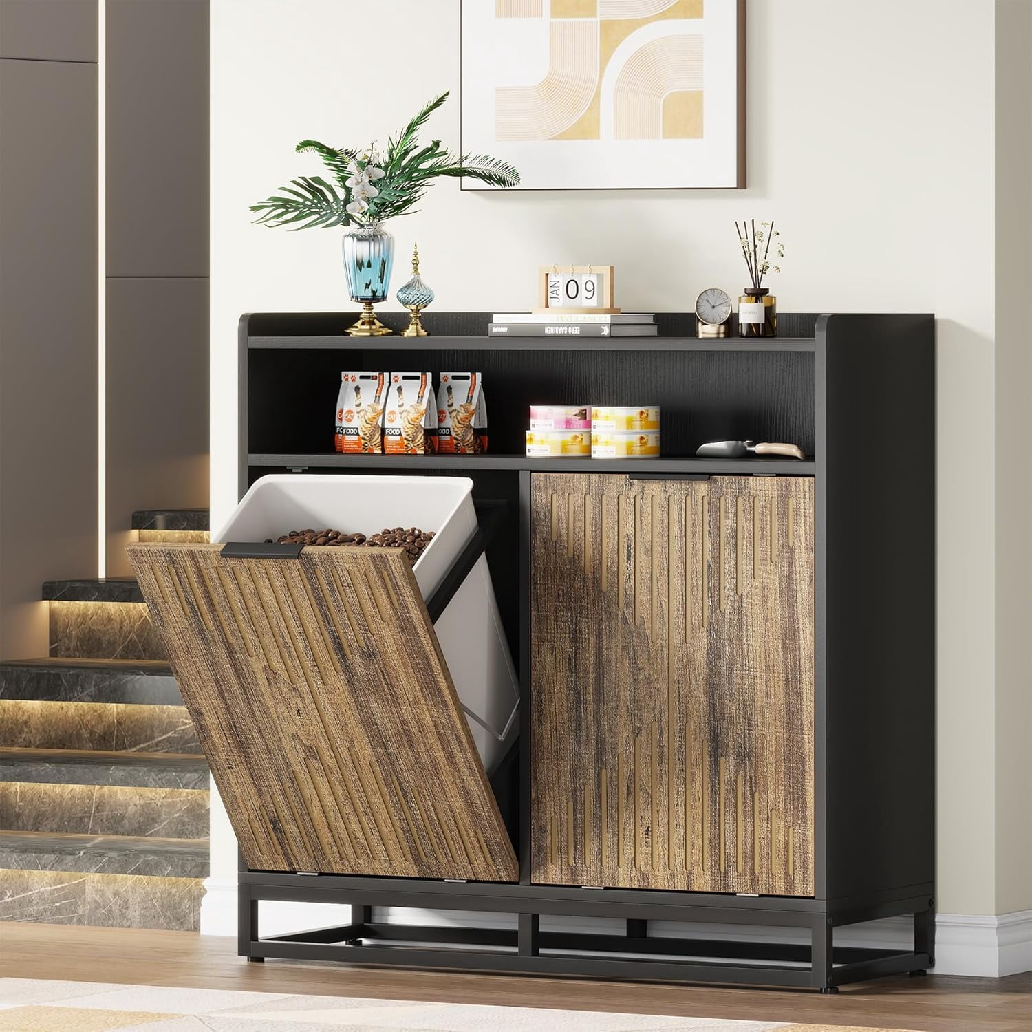 Side Storage Cabinet, Sideboard Cabinet, Double Tilt Out Trash Cabinets ...