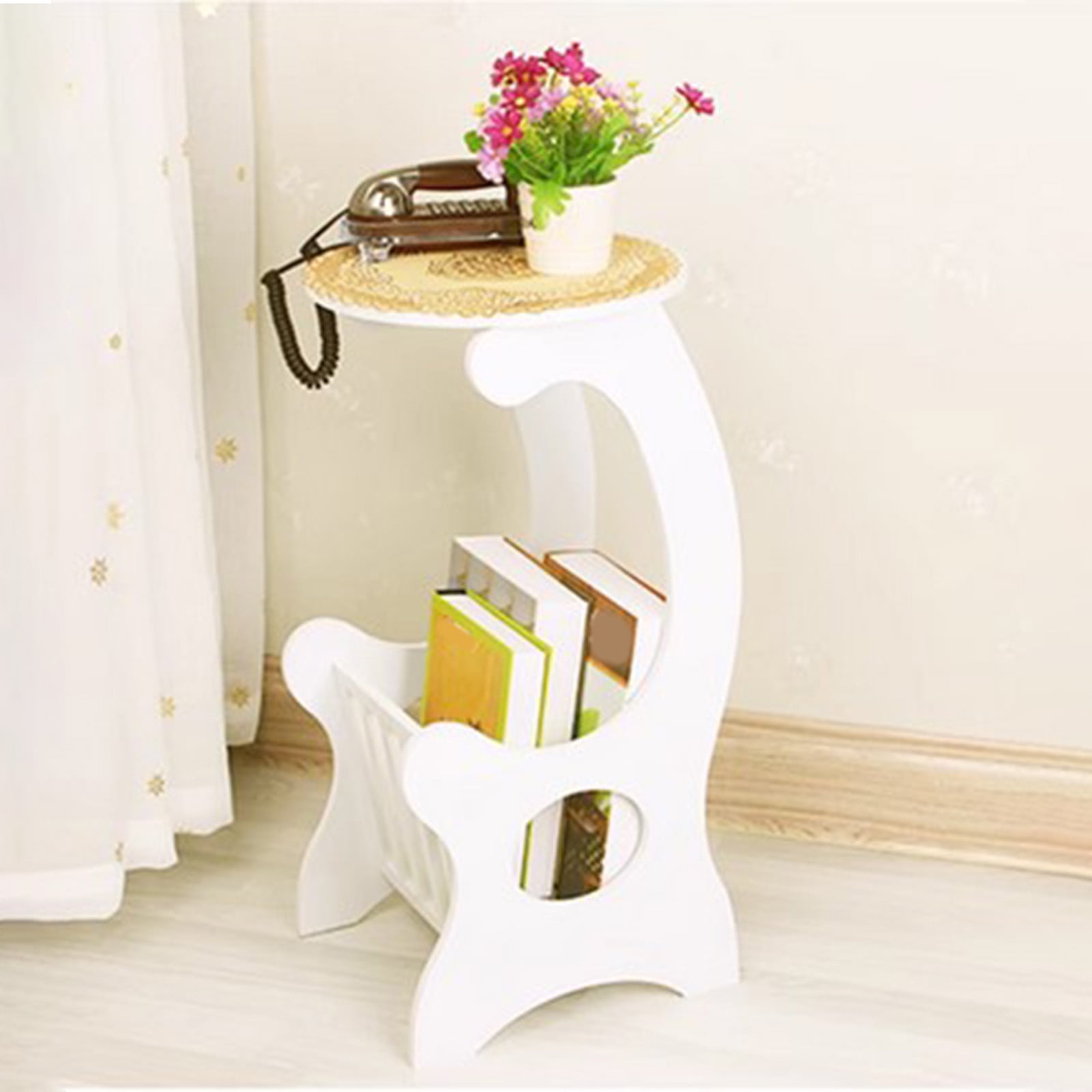 Side Table 2-Tier Wooden End Table 12.6x8.7x15.8in Rectangular Night ...