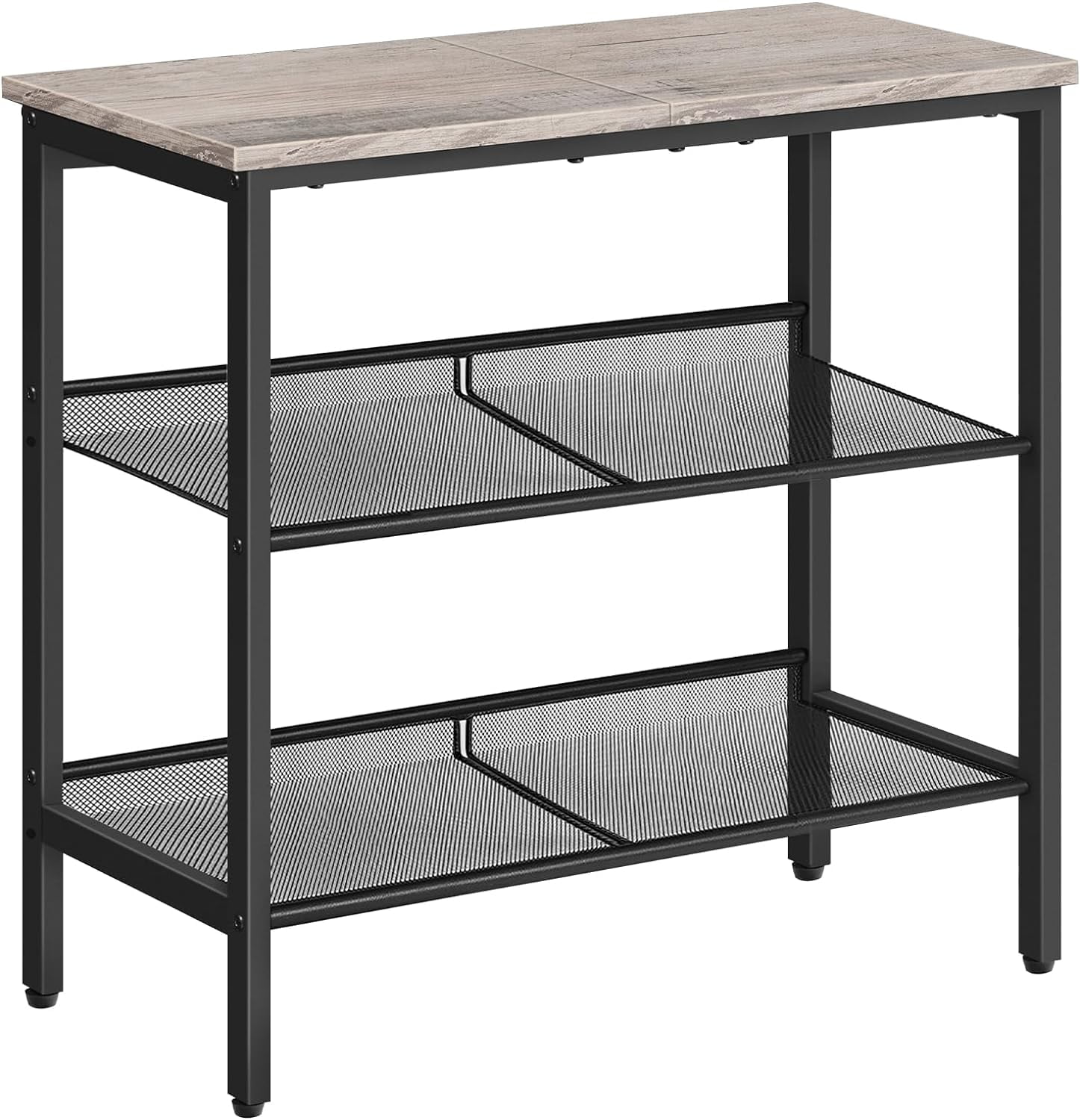 Side Table, 3-Tier Narrow End Table, Nightstand with 2 Flat or Slant ...