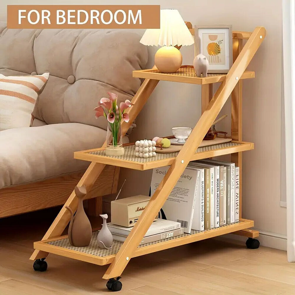 LIUYUDIY 3-Layer Open Storage Bedside Table, Foldable Side Table ...