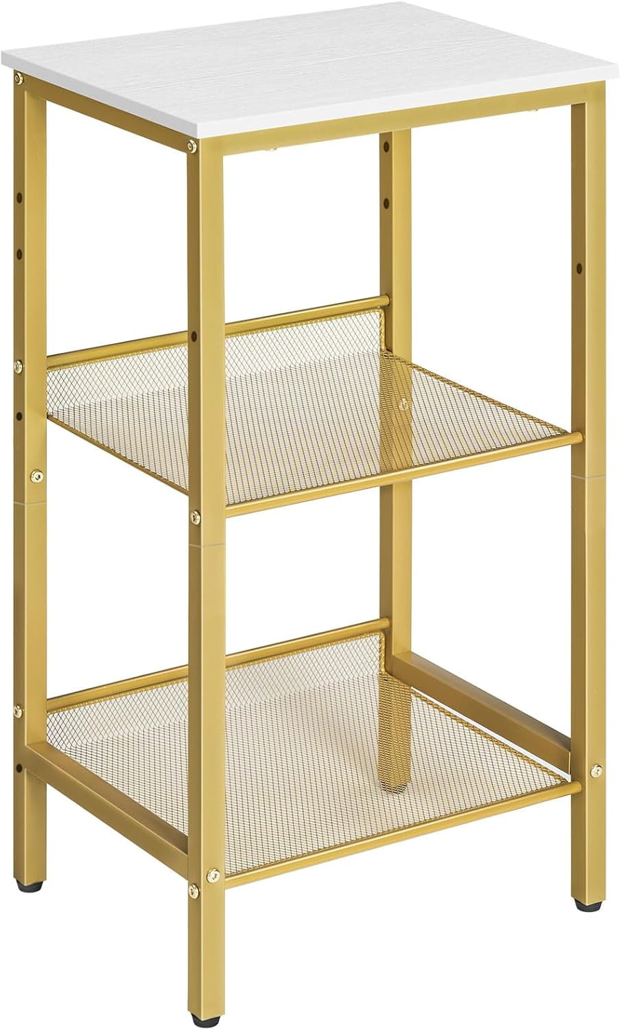 Side Table, 3-Tier Tall End Telephone Table with Adjustable Mesh ...
