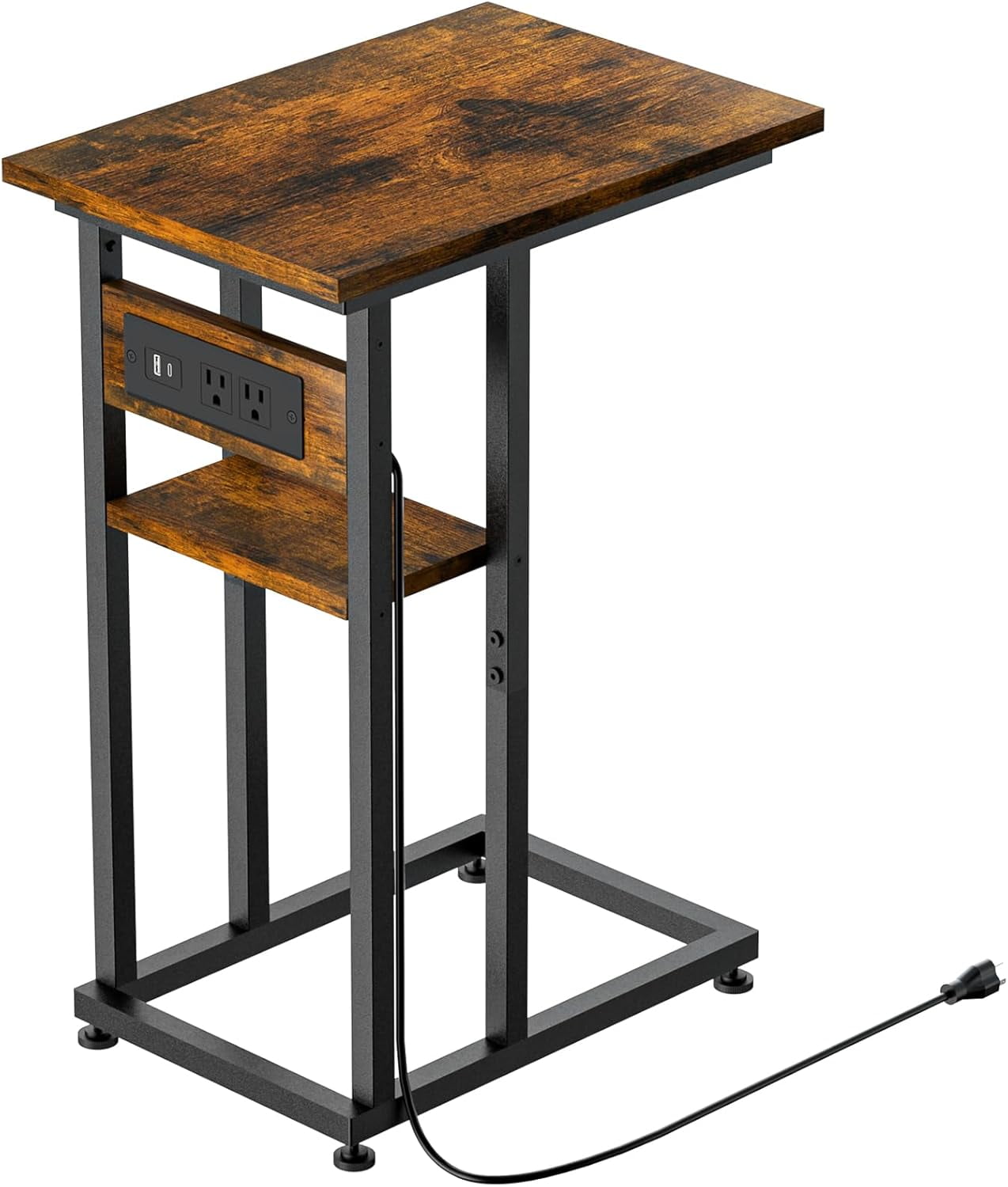 Side Table with Charging Station, C-Shape End Table with Dual USB-C ...