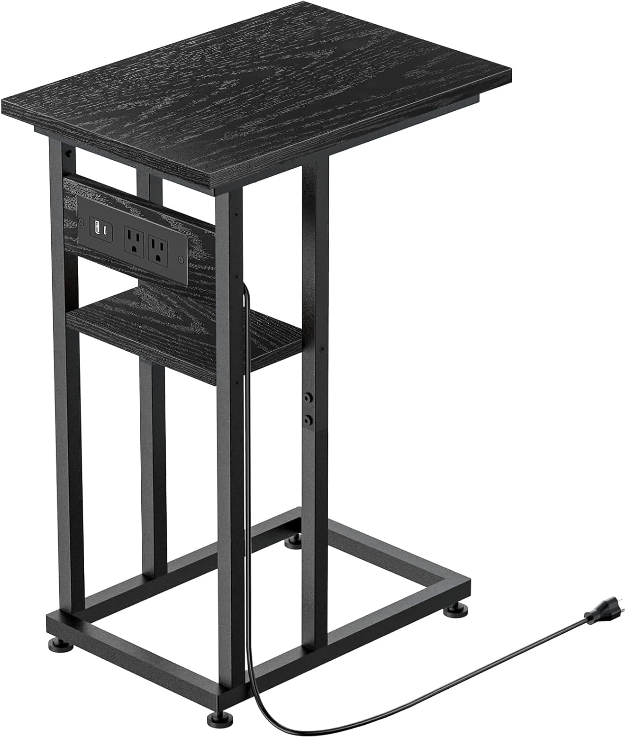 Side Table with Charging Station, C-Shape End Table with Dual USB-C ...