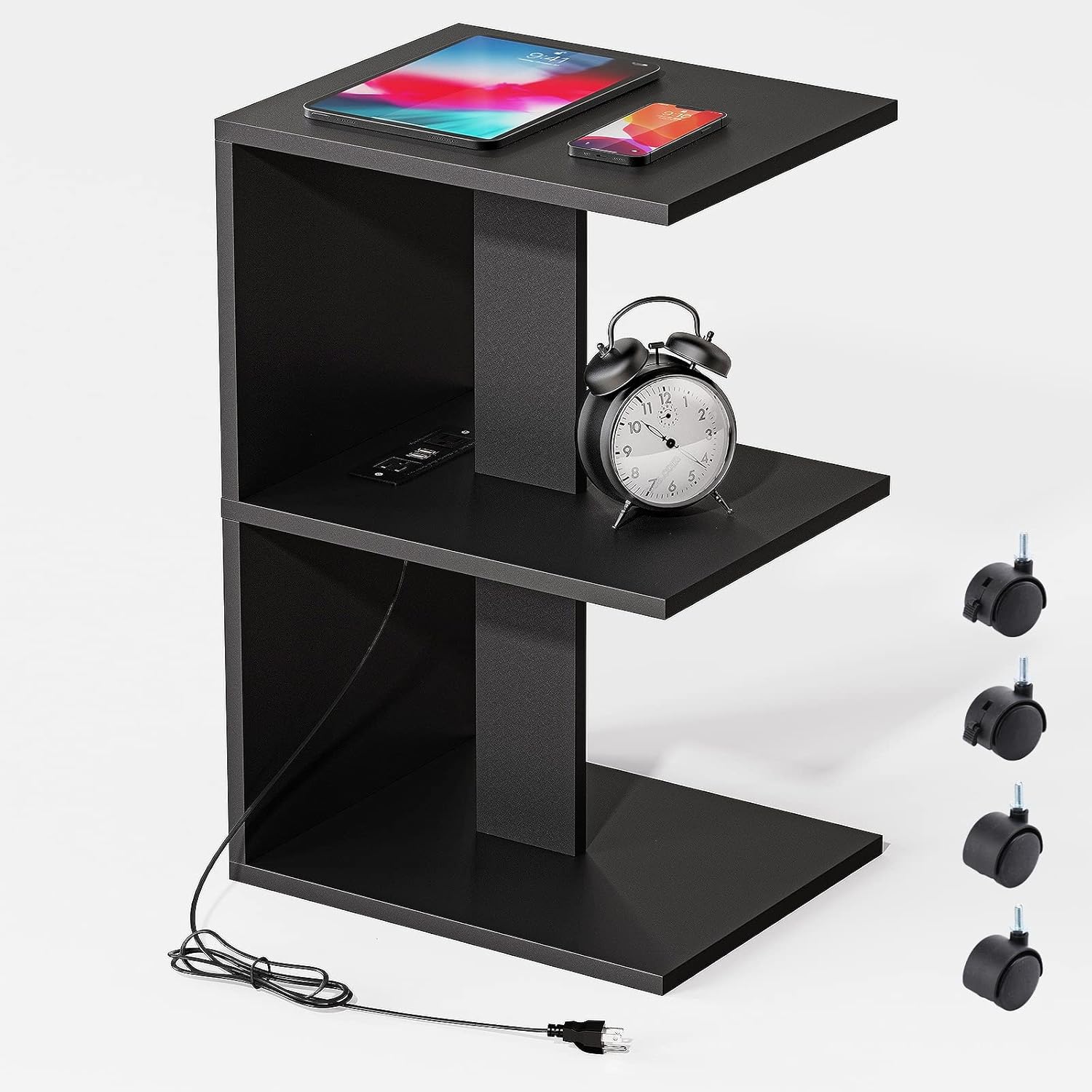 Side Table with Charging Station,Narrow End Table for Small Spaces ...