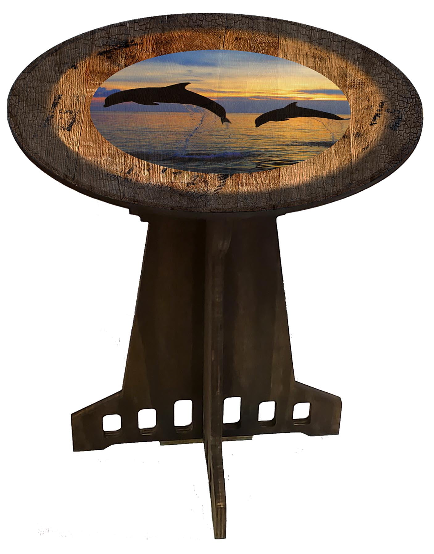Side Table Conch Sea Shell Pub Gift Round Wood End Table - Walmart.com