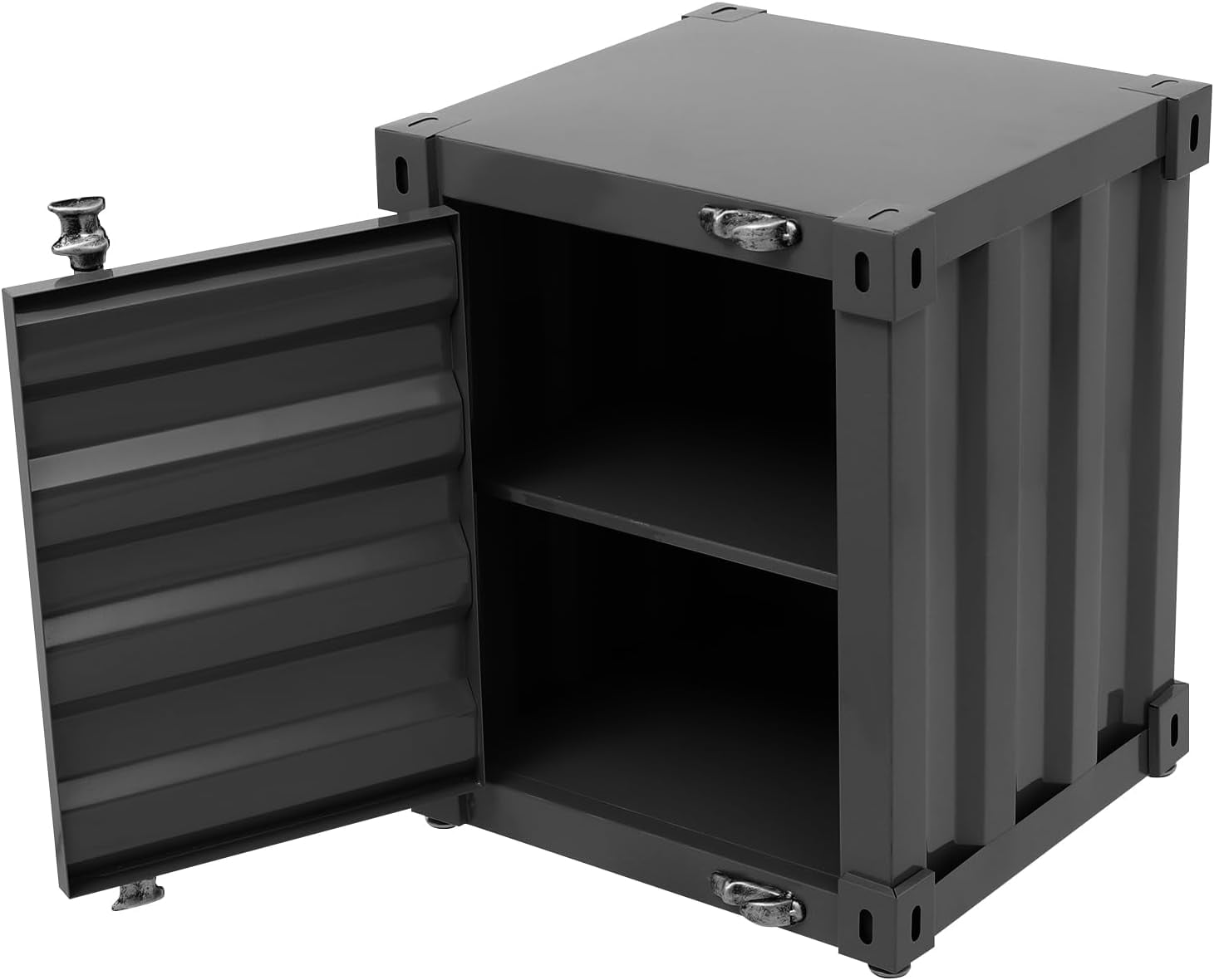 Side Table, Industrial Container Cabinet Iron Bedside Table with ...
