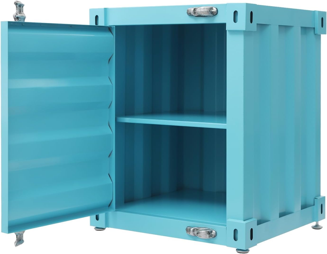 Side Table, Industrial Container Cabinet Iron Bedside Table with ...