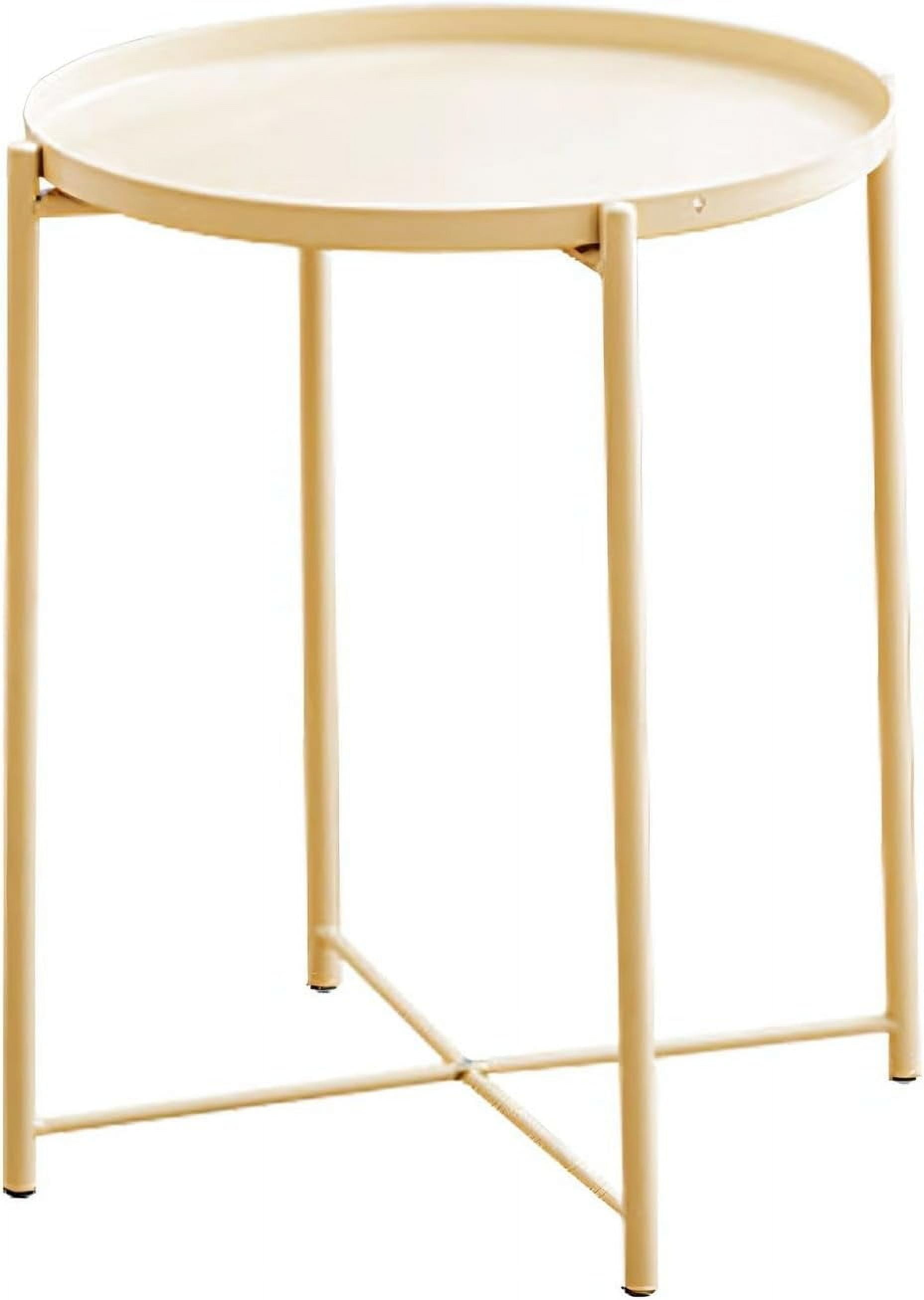 Side Table, Metal End Table Yellow Round Side Table Sofa Small Table ...