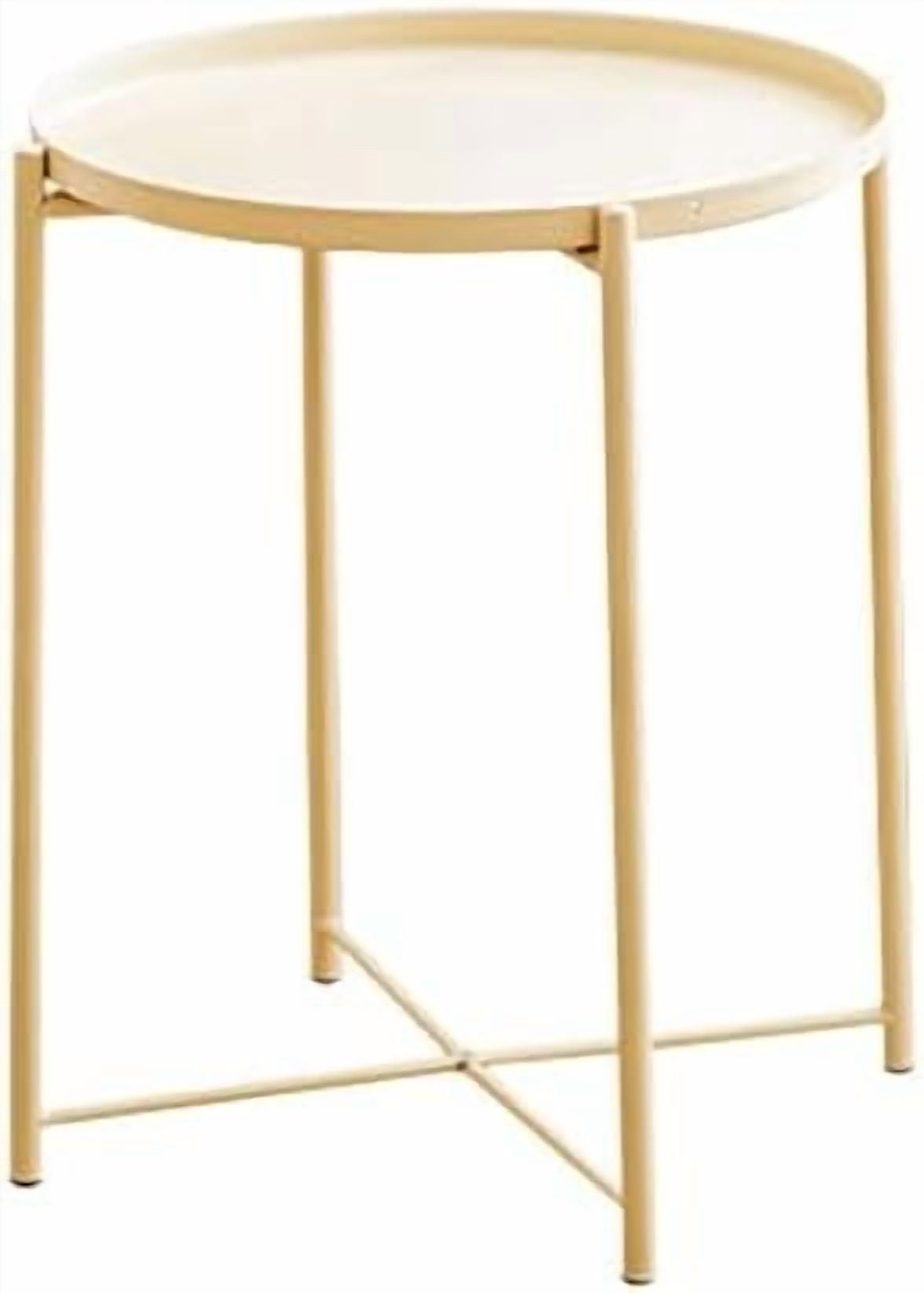 Side Table, Metal End Table Yellow Round Side Table Sofa Small Table ...