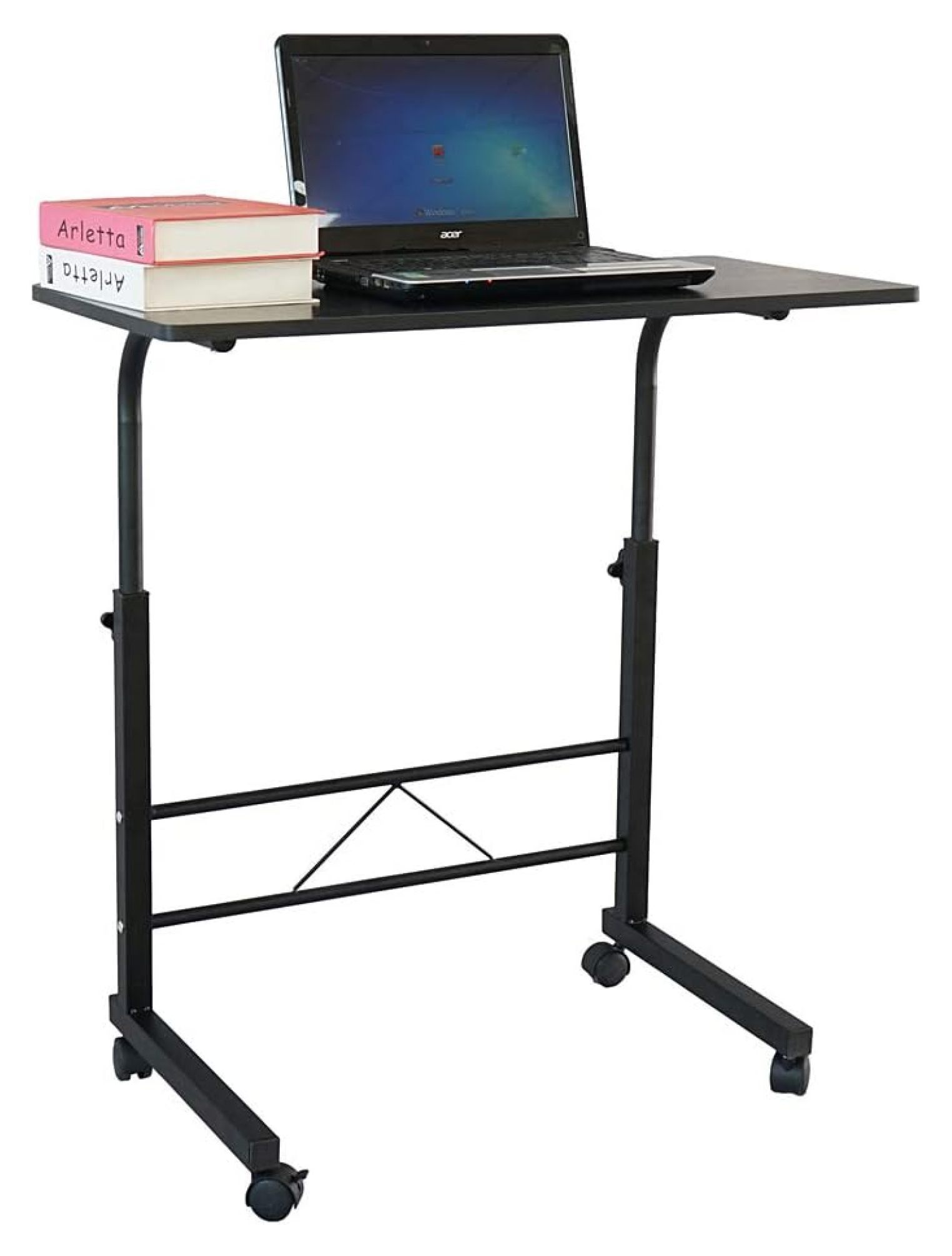 Side Table Mobile Standing Desk Adjustable Height Portable Laptop Table ...