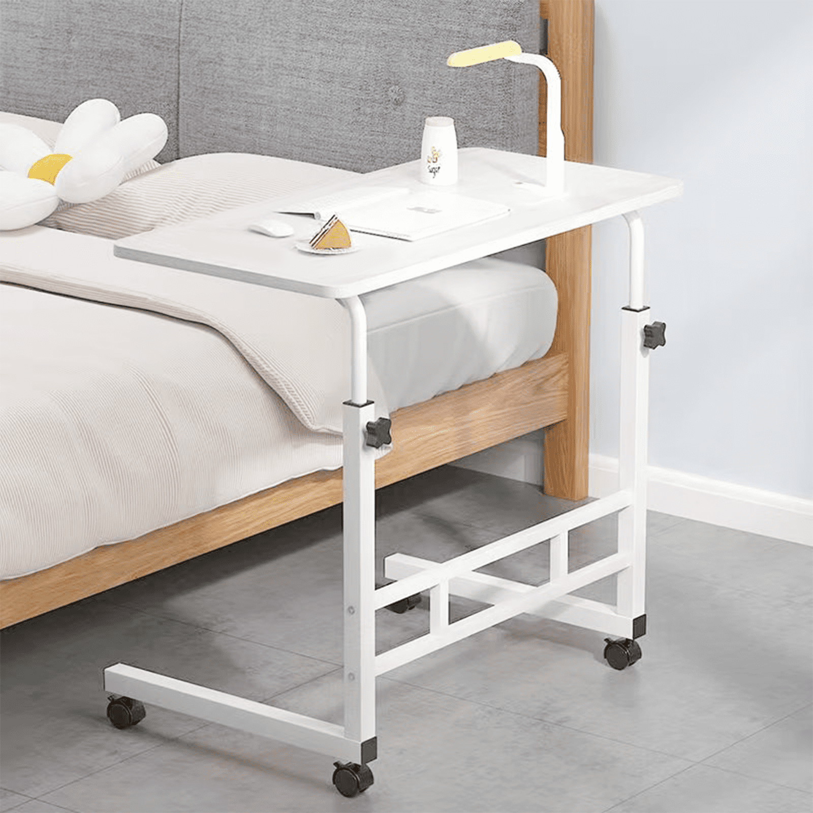 Side Table Mobile Standing Desk Adjustable Height Portable Laptop Table, TV Tray Computer ...