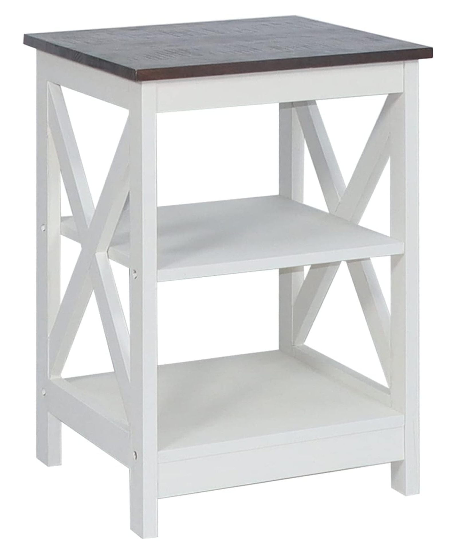 Side Table, Modern Farmhouse Wood End Table with 3-Tier Storage ...