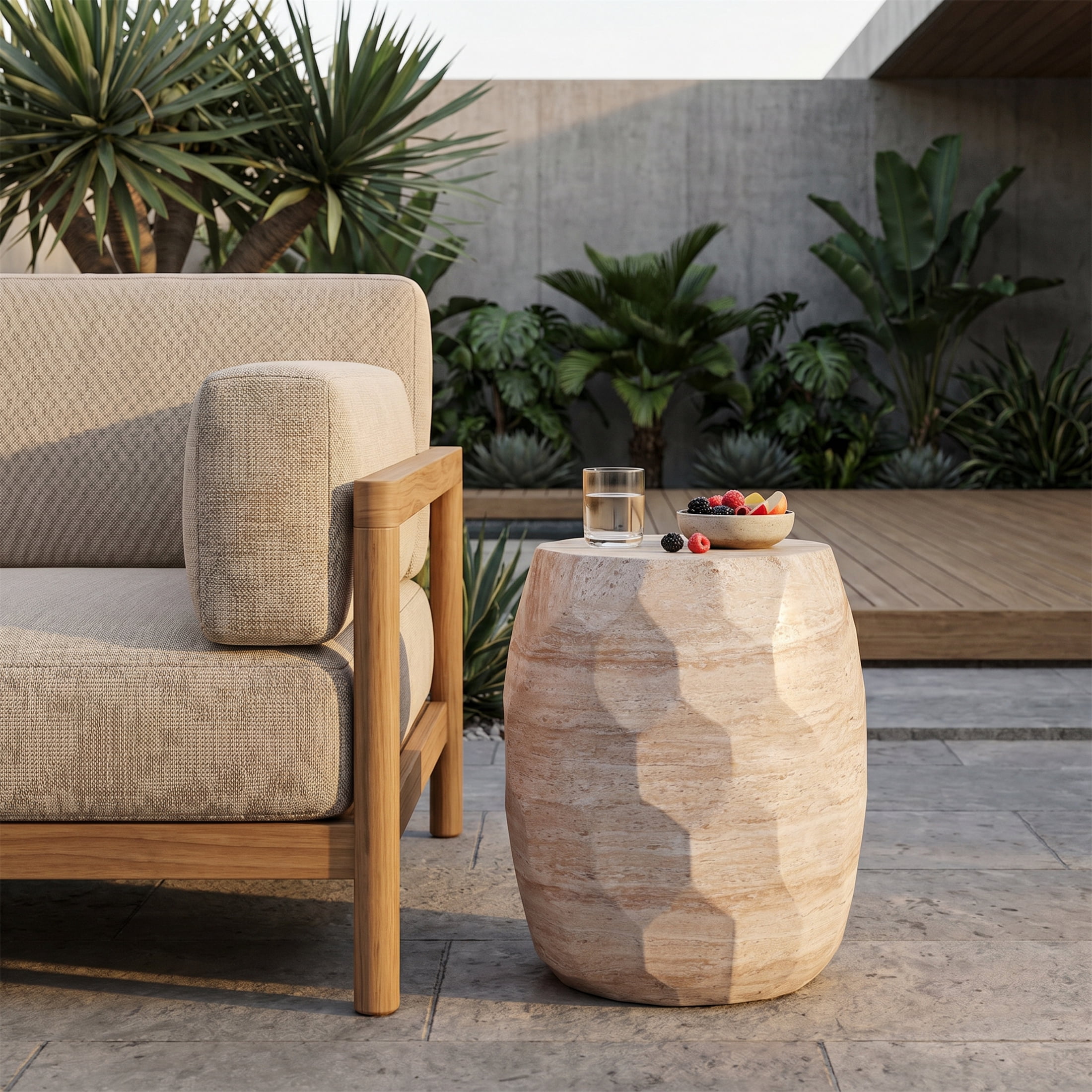 Side Table, Outdoor Indoor Lightweight Concrete Table for Patio Balcony ...