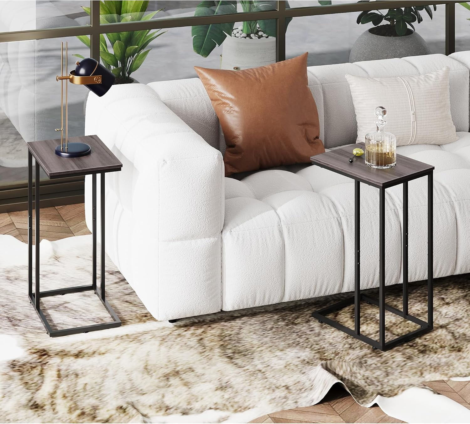 Side Table Set of 2, C Shaped End Table Sets, Small Sofa Side Tables Bedroom, Living Room, Home ...