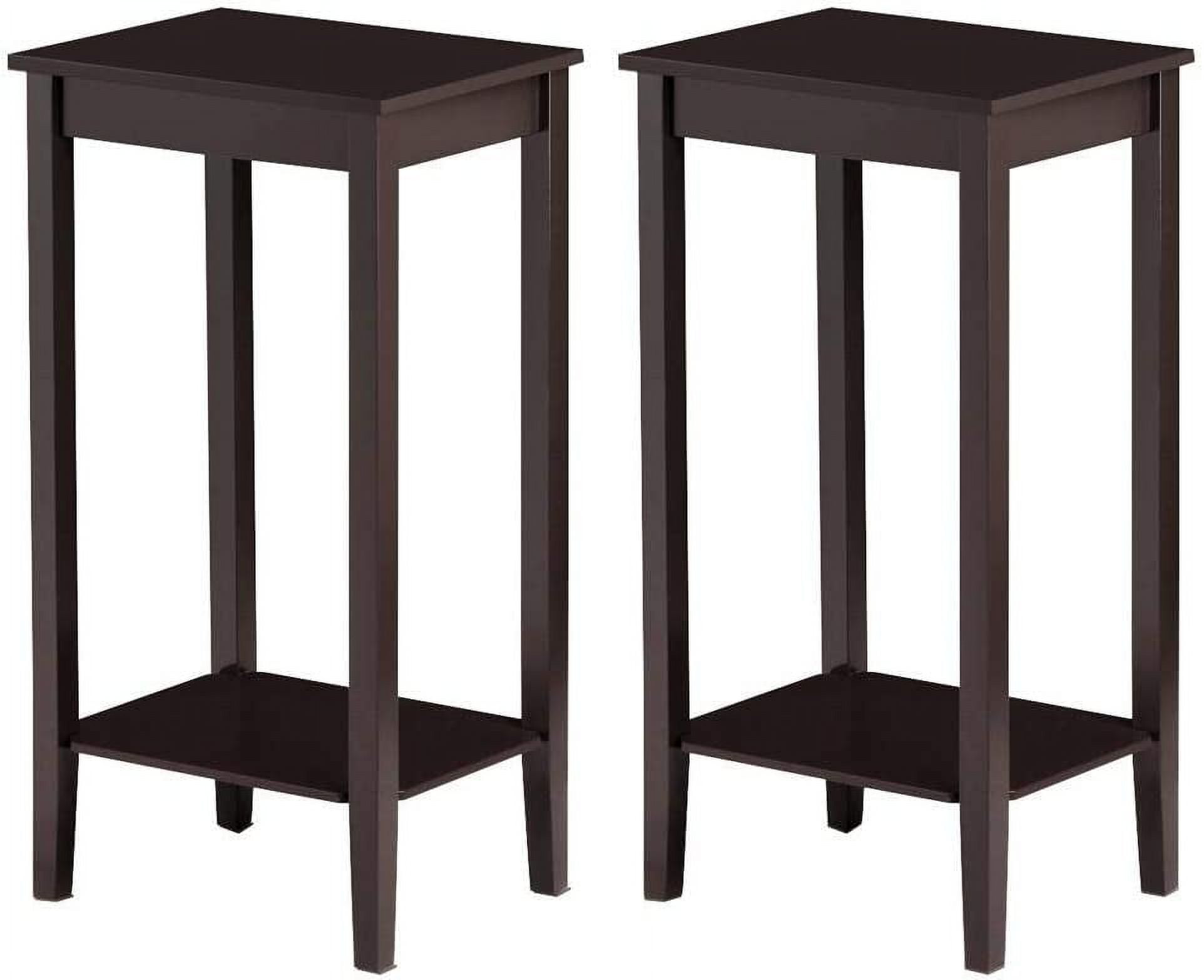 Side Table Set of 2, Wooden End Tables with Storage Shelf and Solid ...