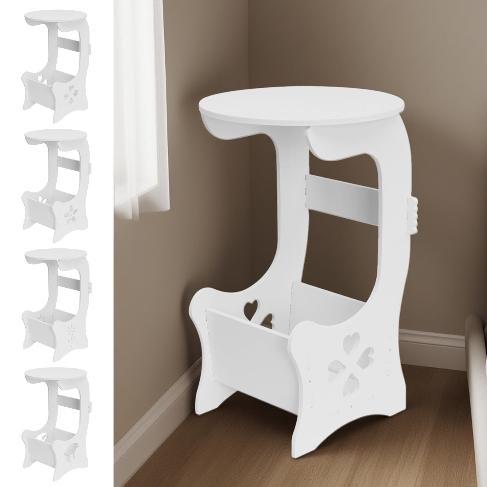 Side Table Small Bedside Coffee Table with Storage Shelf, Compact Sofa ...