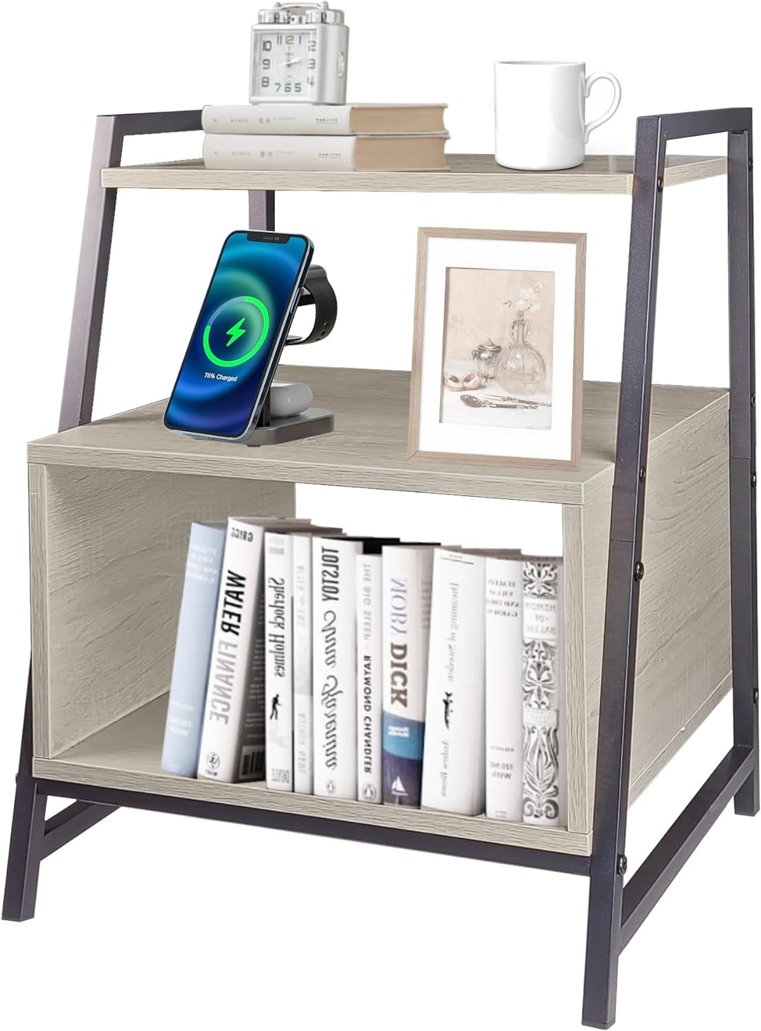 Side Table Small End Table with Open Storage Shelf Night Stands Side Table Bedroom Small Bedside ...