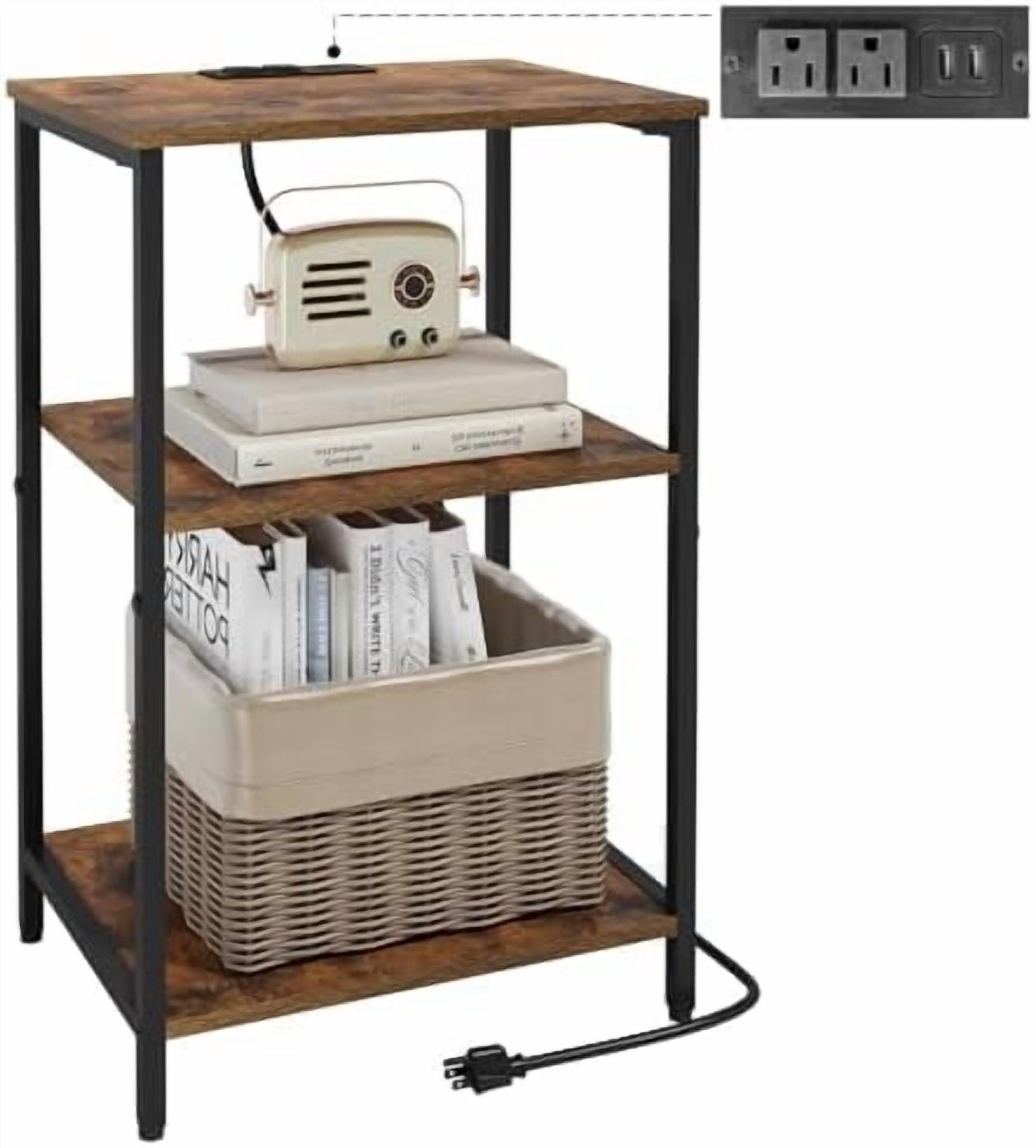 Side Table Small End Table Record Player Stand Night Stand, Rustic ...