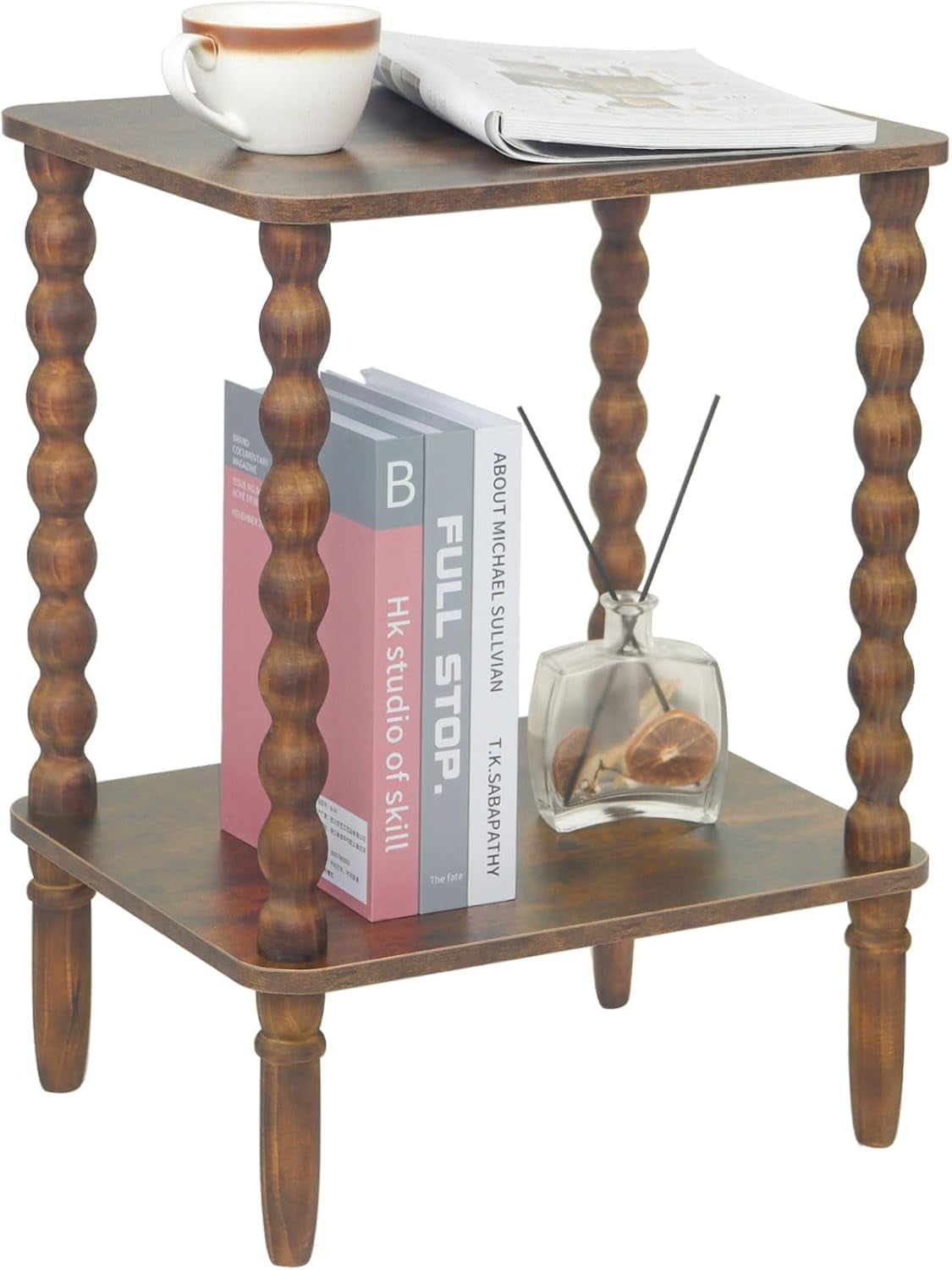 Side Table, Small End Table with Storage Shelf, 2-Tier Small Coffee ...