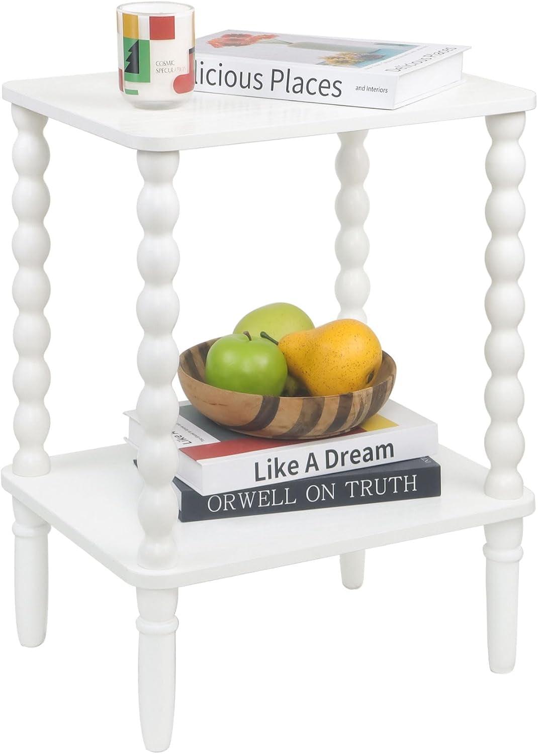 Side Table, Small End Table with Storage Shelf, 2-Tire Small Coffee ...