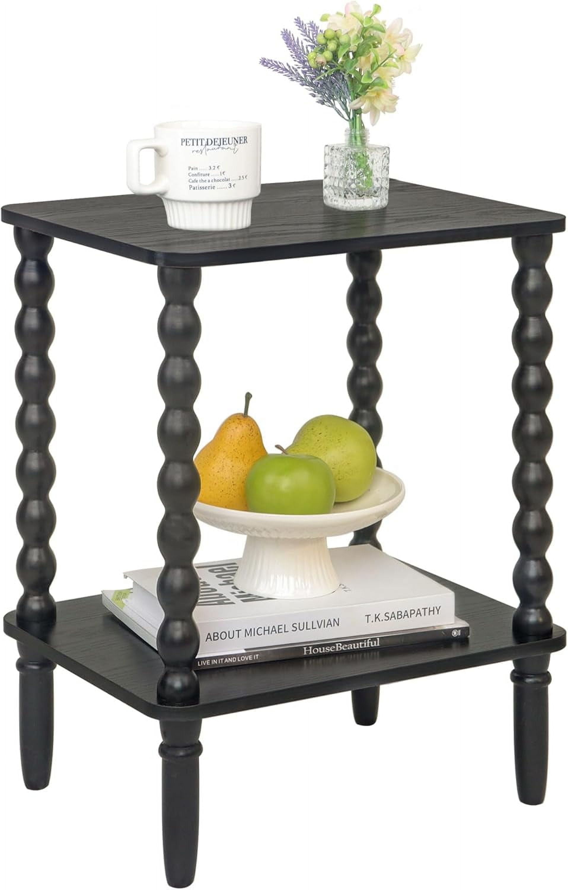 Side Table, Small End Table with Storage Shelf, 2-Tire Small Coffee ...