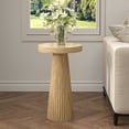 Side Table, Small Round End Table with Fluted Accent, Mid-Century ...