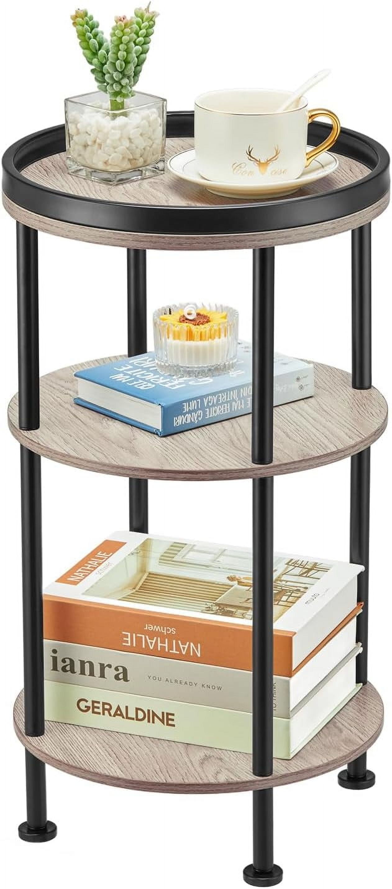Side Table, Small Round Side Table for Small Spaces, 3-Tier Round ...