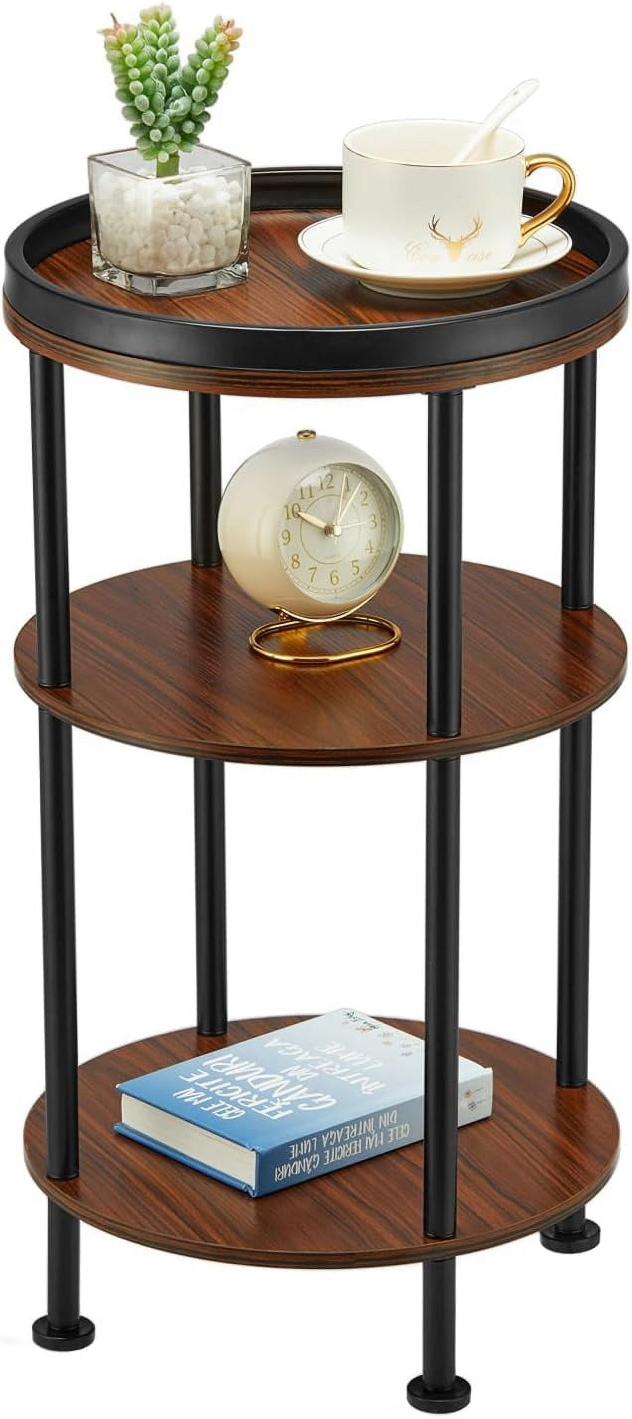 Side Table, Small Round Side Table for Small Spaces, 3-Tier Round ...