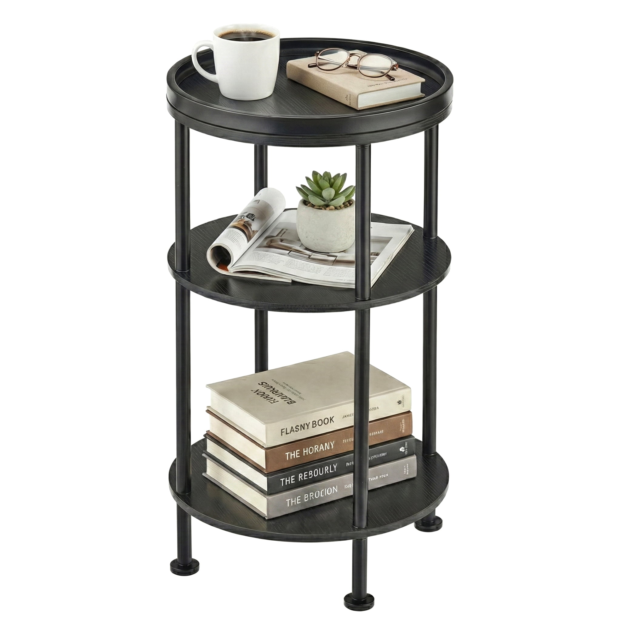 Side Table, Small Round Side Table for Small Spaces, 3-Tier Round ...