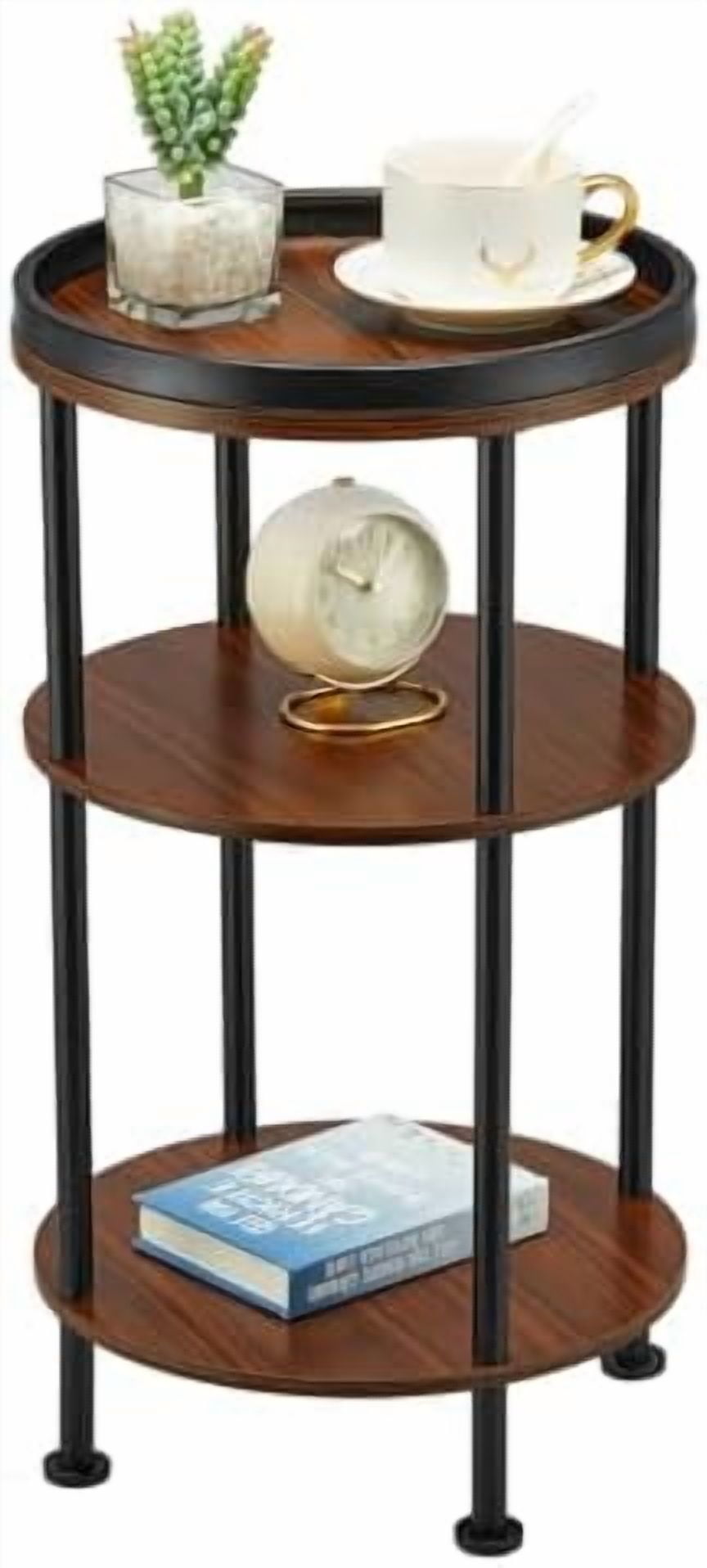 Side Table, Small Round Side Table for Small Spaces, 3-Tier Round ...