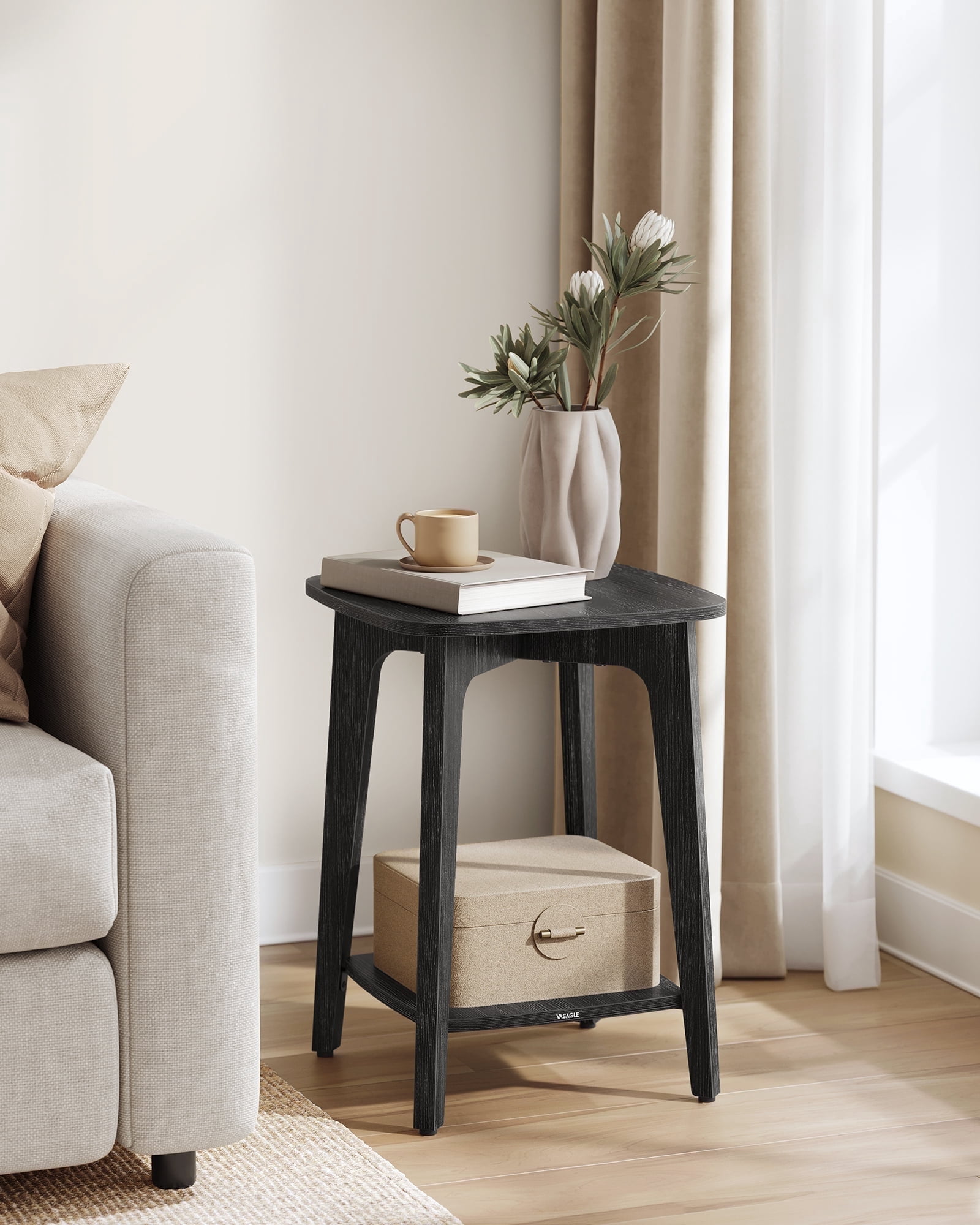 VASAGLE MAEZO Collection - Side Table, 2-Tier Small Square End Table ...