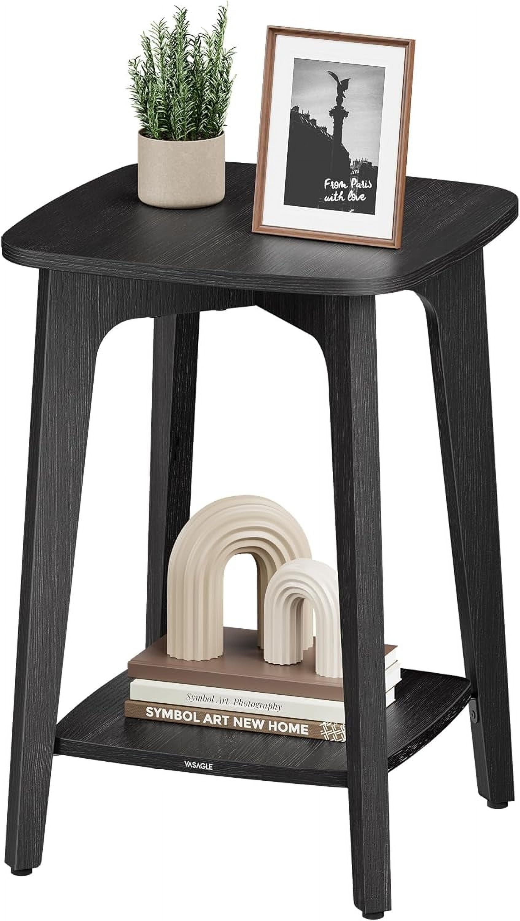 Side Table, Small Square End Table with Lower Shelf, Nightstand for ...